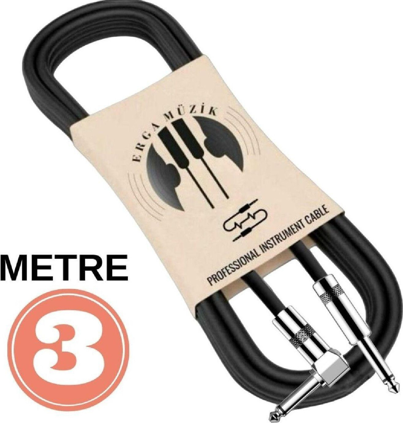 Gitar Jack Kablo Çelik Uç Düz/L 10ft-3m Elektro Akustik Bağlama Keman ...