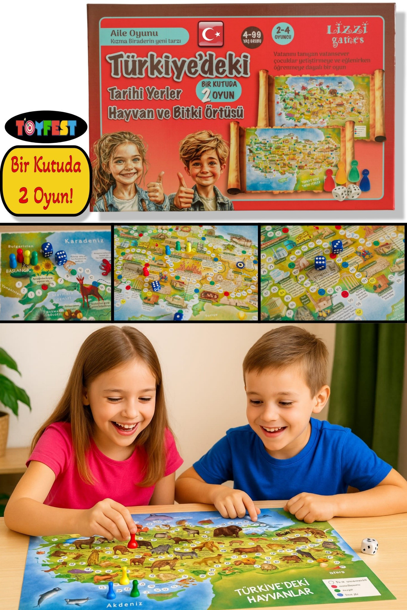 Lizzy Games Eğitici Çift Taraflı Türkiye Haritası Tarihi Yerler Hayvan ...
