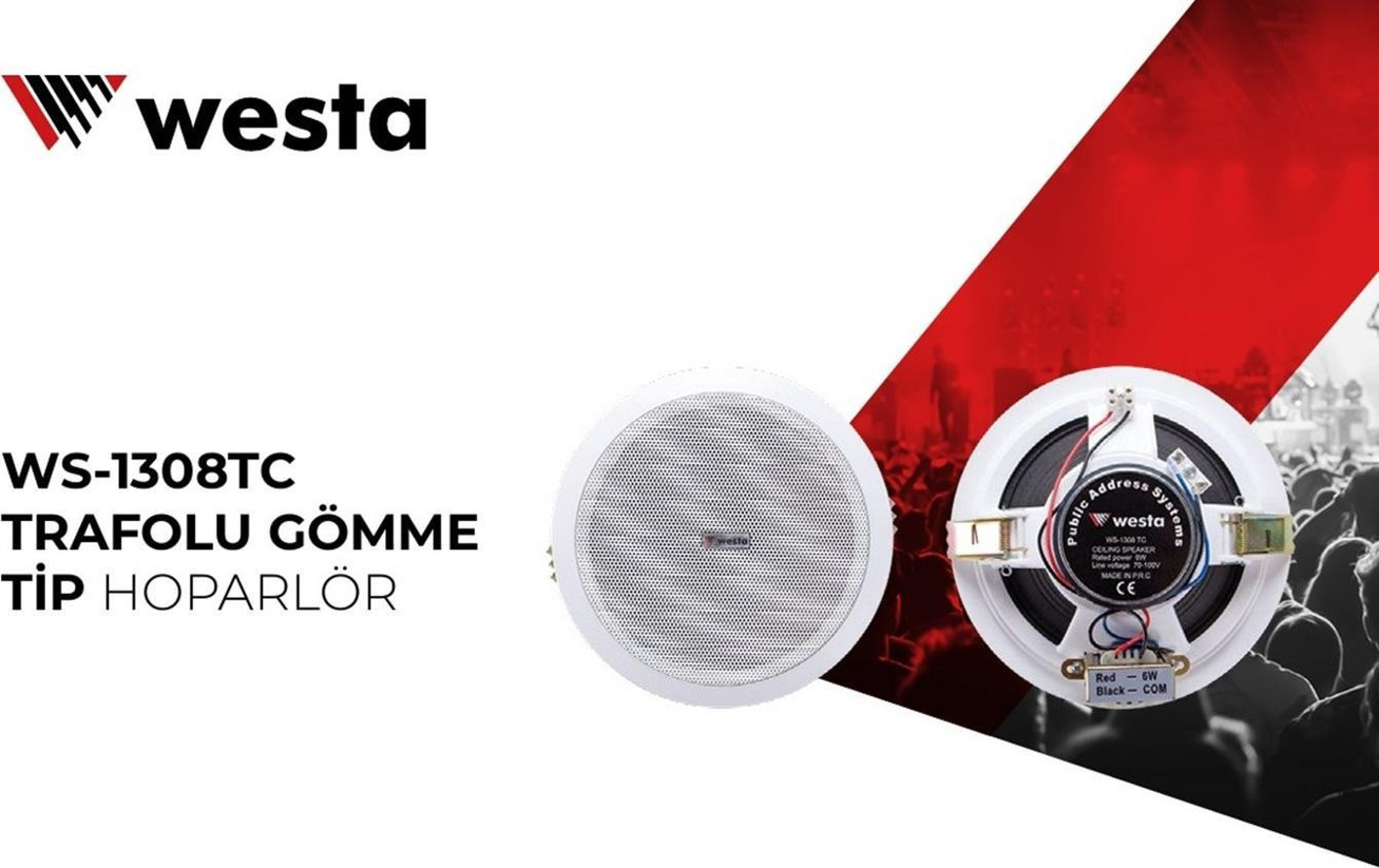 Westa WS-1308TC 6'' 16cm 6 Watt 91 dB Trafolu Alçıpan Hoparlör Gömme ...