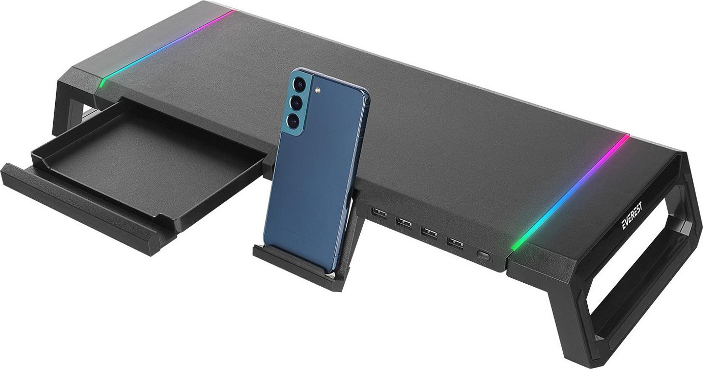 St1 4 Usb Hub Rgb Işıklı Katlanabilir Yükseklik Ayarlı Siyah Monitör ...