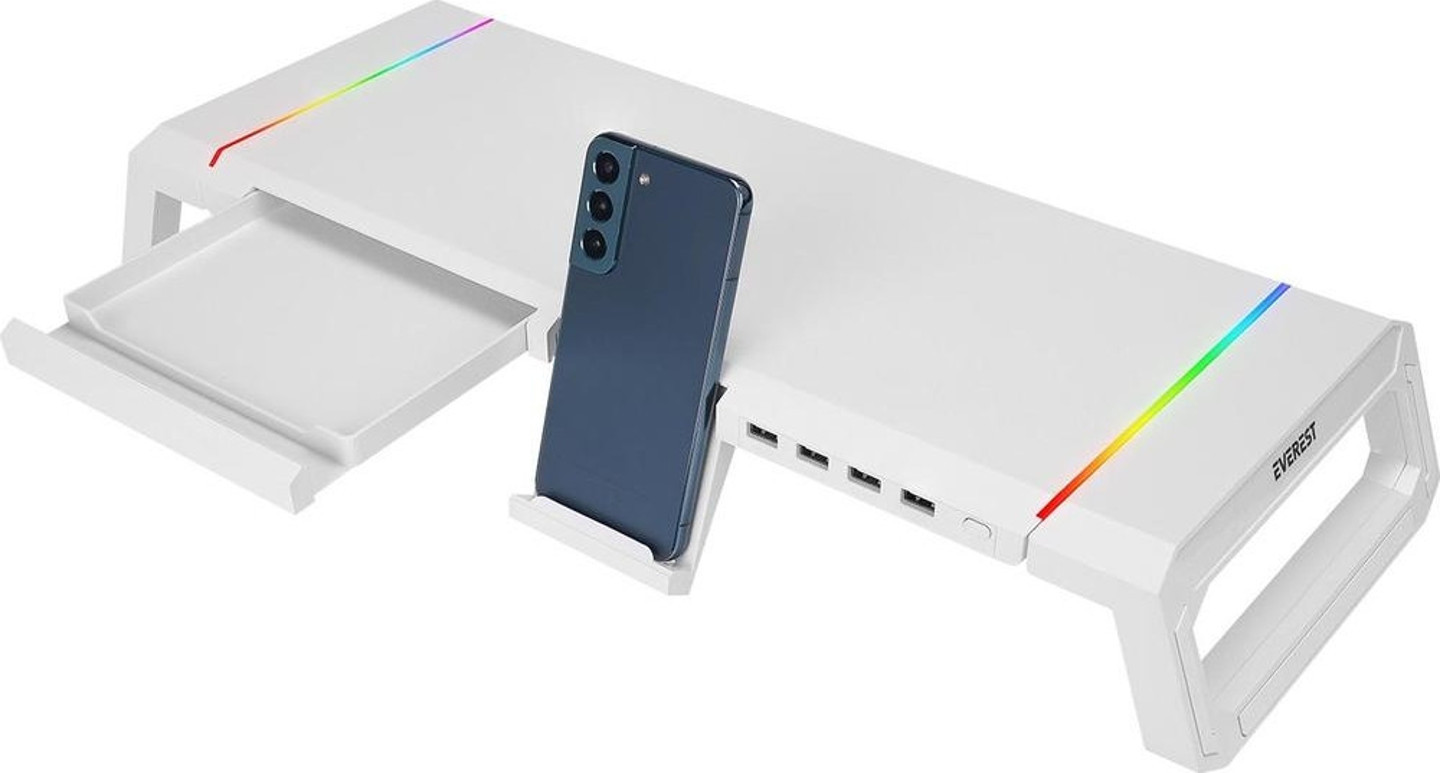 Everest St1 4 Usb Hub Rgb Işıklı Katlanabilir Yükseklik Ayarlı Beyaz ...