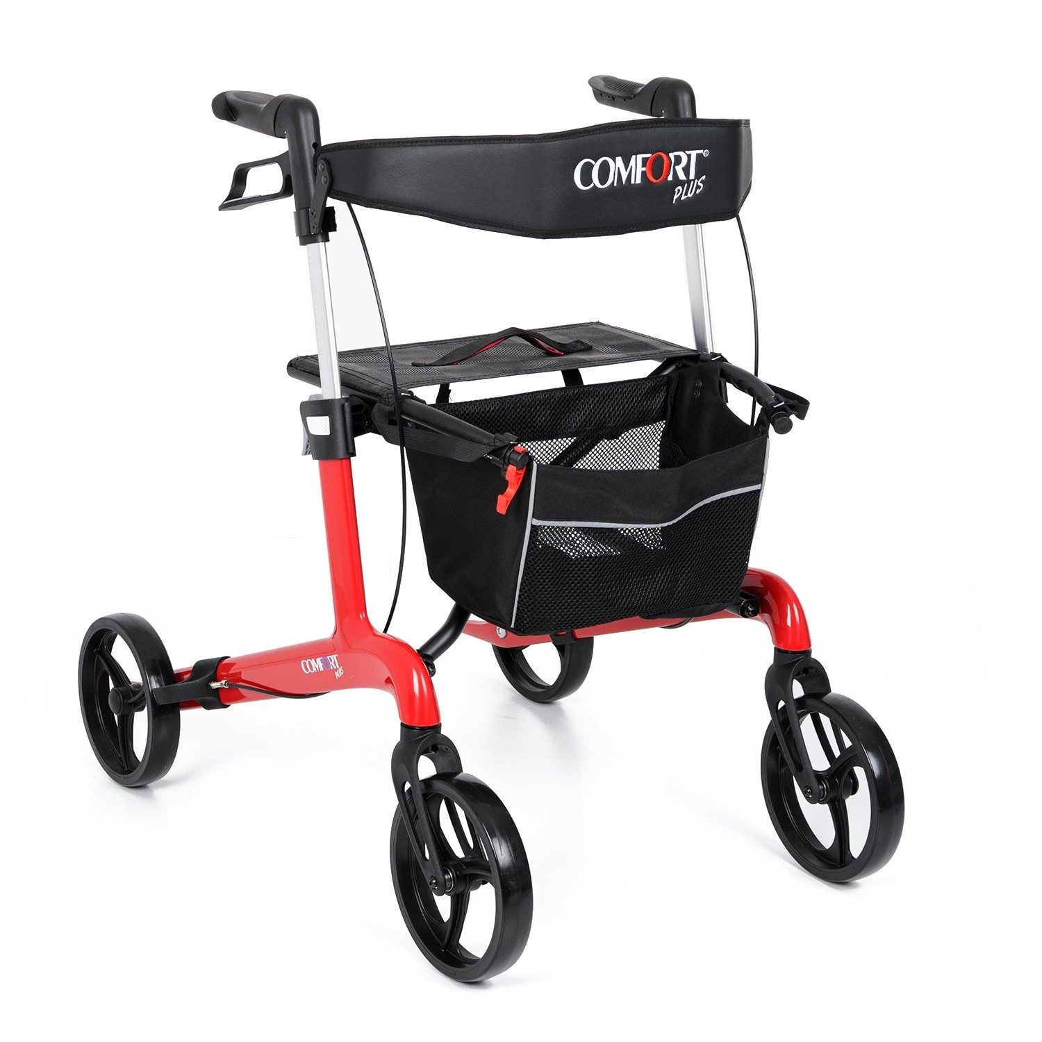 Comfort Plus Rolatör Yürüteç Kırmızı| Carbon Fiber Şase, 8” Tekerlekli ...