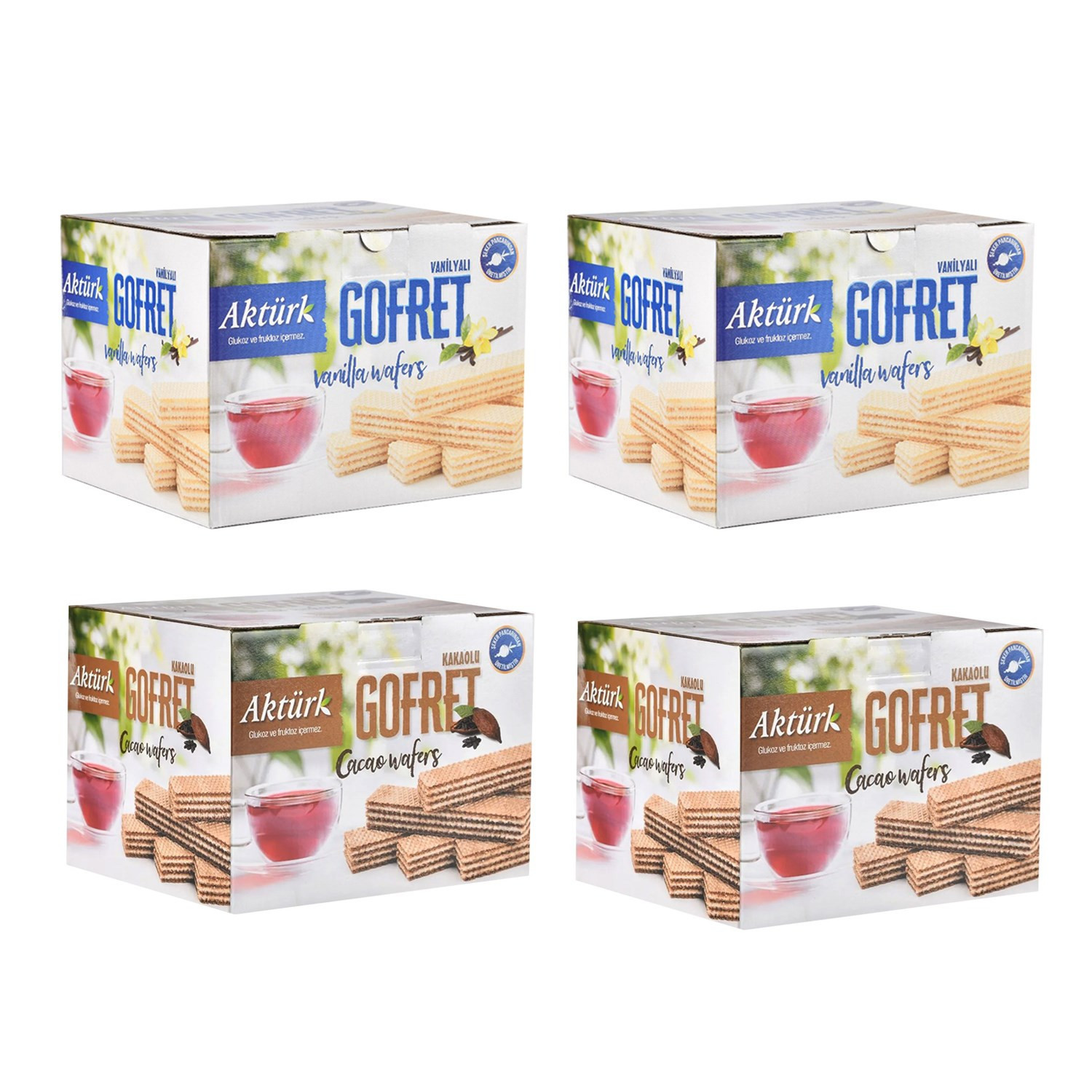 Aktürk Gofret 800 gr Kakaolu ve Vanilyalı 4 lü Karma Paket - idefix