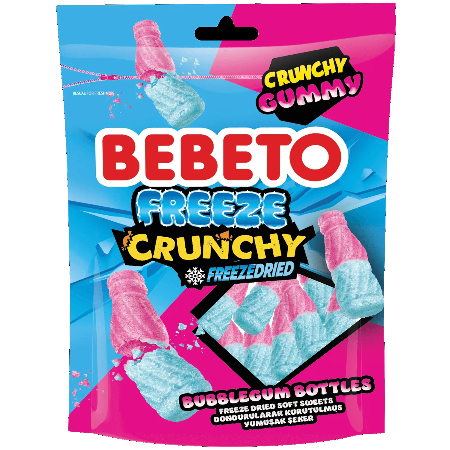 Bebeto Freeze Crunchy Bubblegum Bootles 35 Gr. Sakız Aromalı - idefix