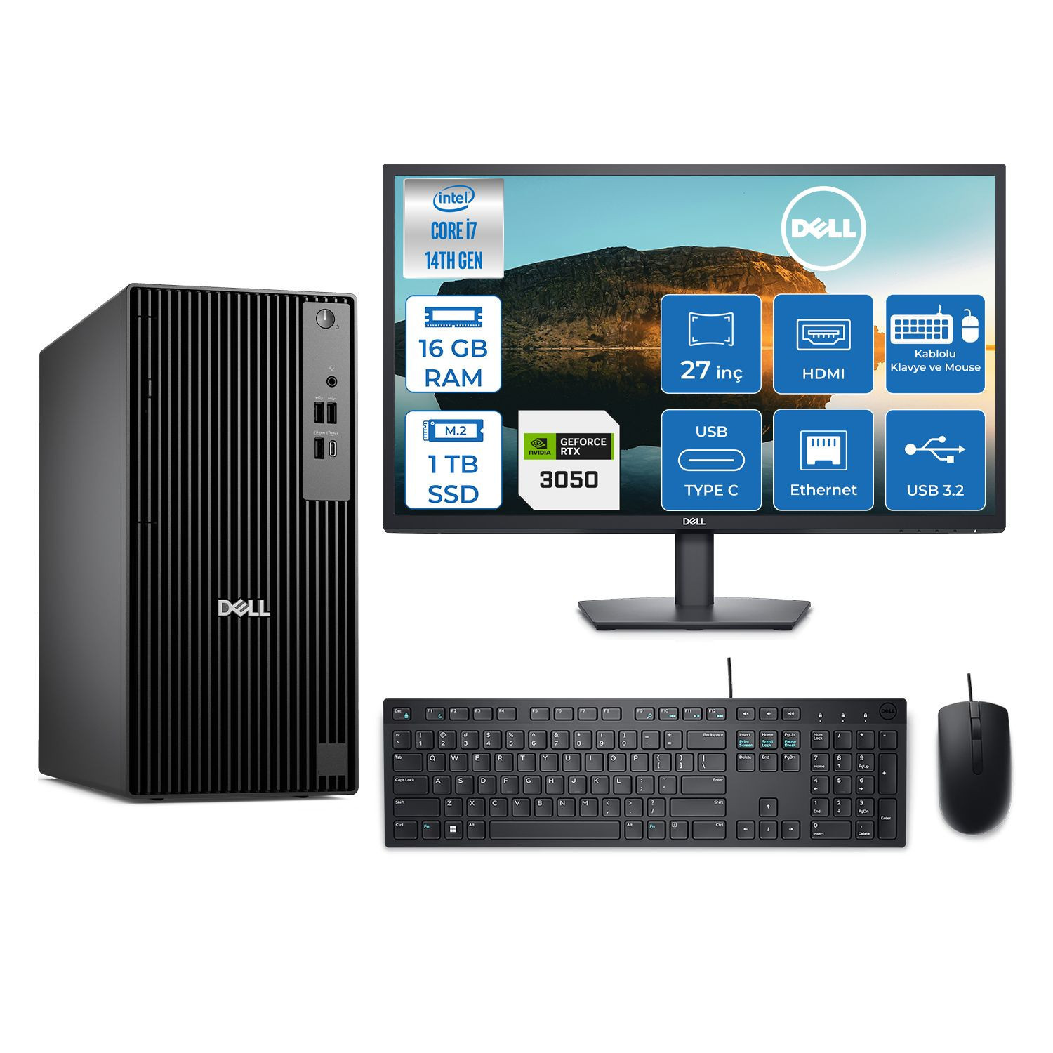 Dell Pro Tower QCT1250 Intel Core I7 14700 5.4ghz 16GB Ddr5 1tb SSD 27 ...