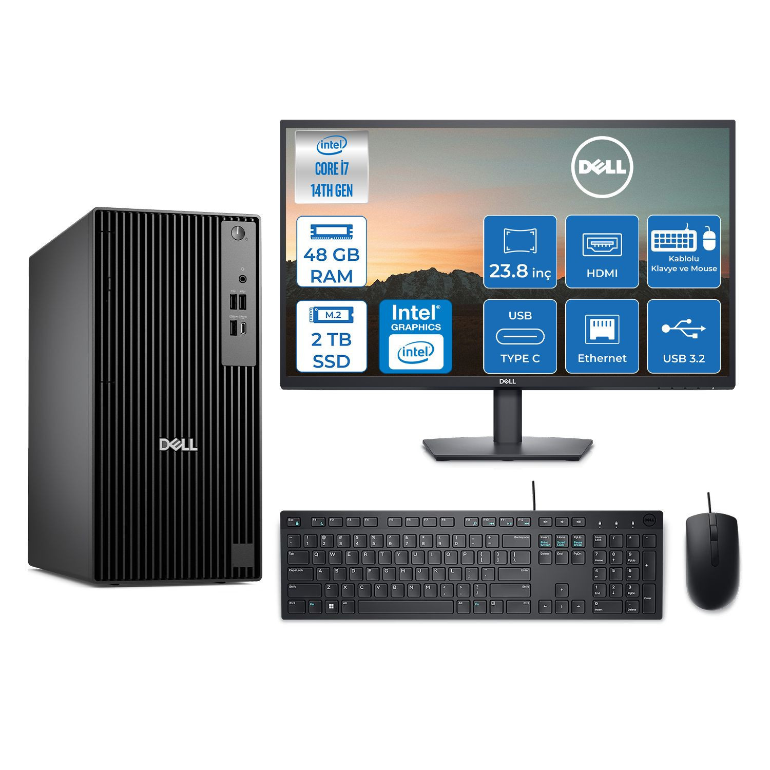 Dell Pro Tower QCT1250 Intel Core I7 14700 5.4ghz 48GB Ddr5 2tb SSD 23 ...