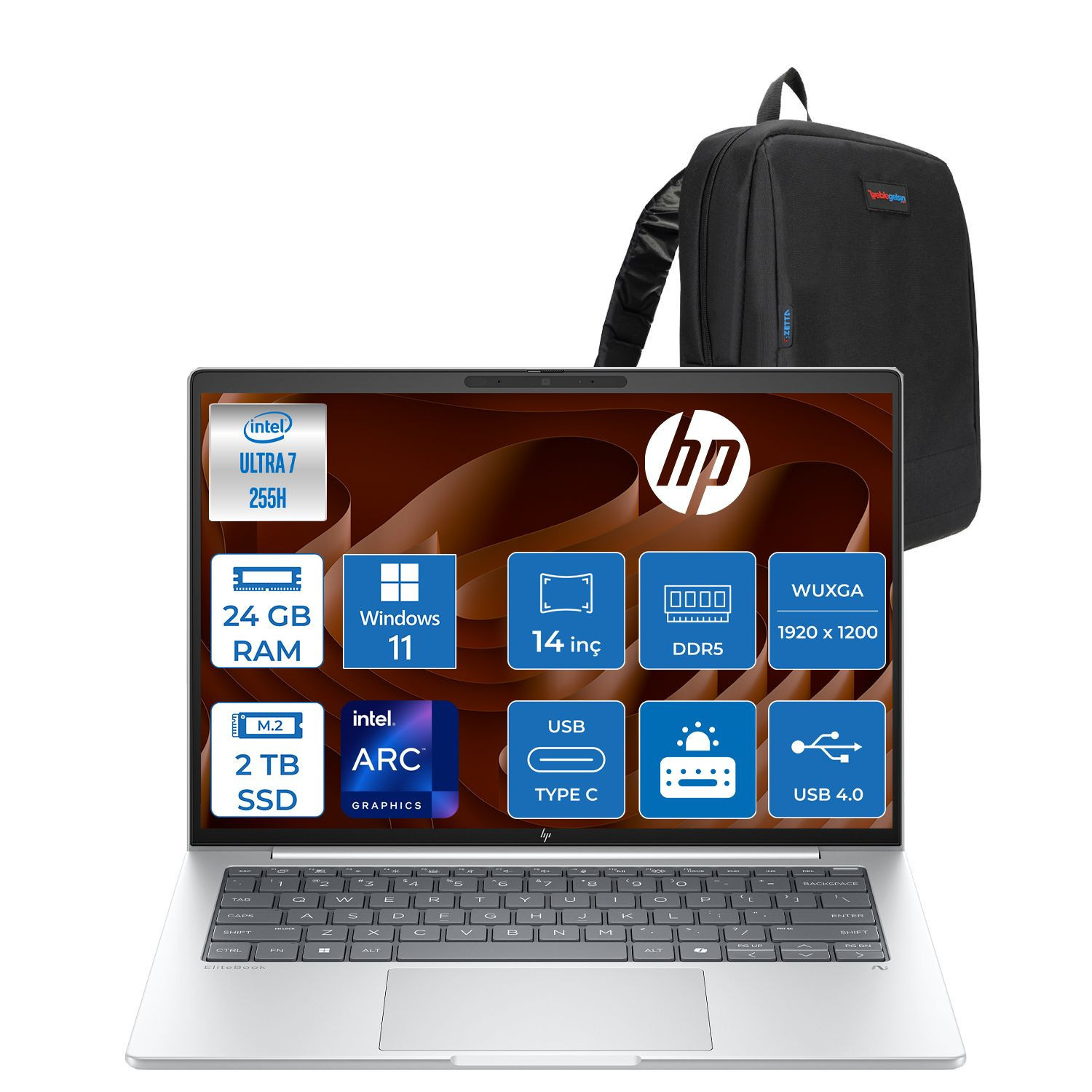 Hp Elitebook 8G1I Intel Ultra7 255H 24GB Ddr5 2tb SSD Intel® Arc™ 140T ...