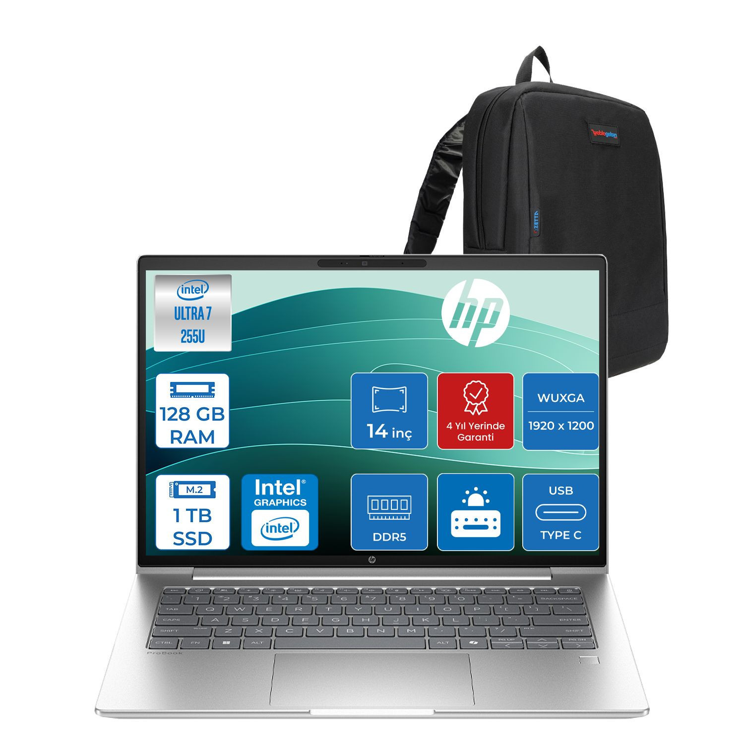 Hp Probook 4 G1I Intel Ultra7 255U 128GB Ddr5 1tb SSD Intel® Grafik IPS ...