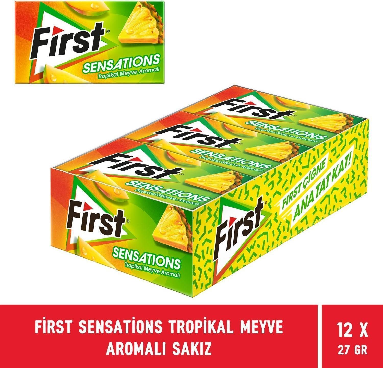 First Sensations Tropikal Meyve Aromalı Sakız 27 gr - 12 Adet - idefix