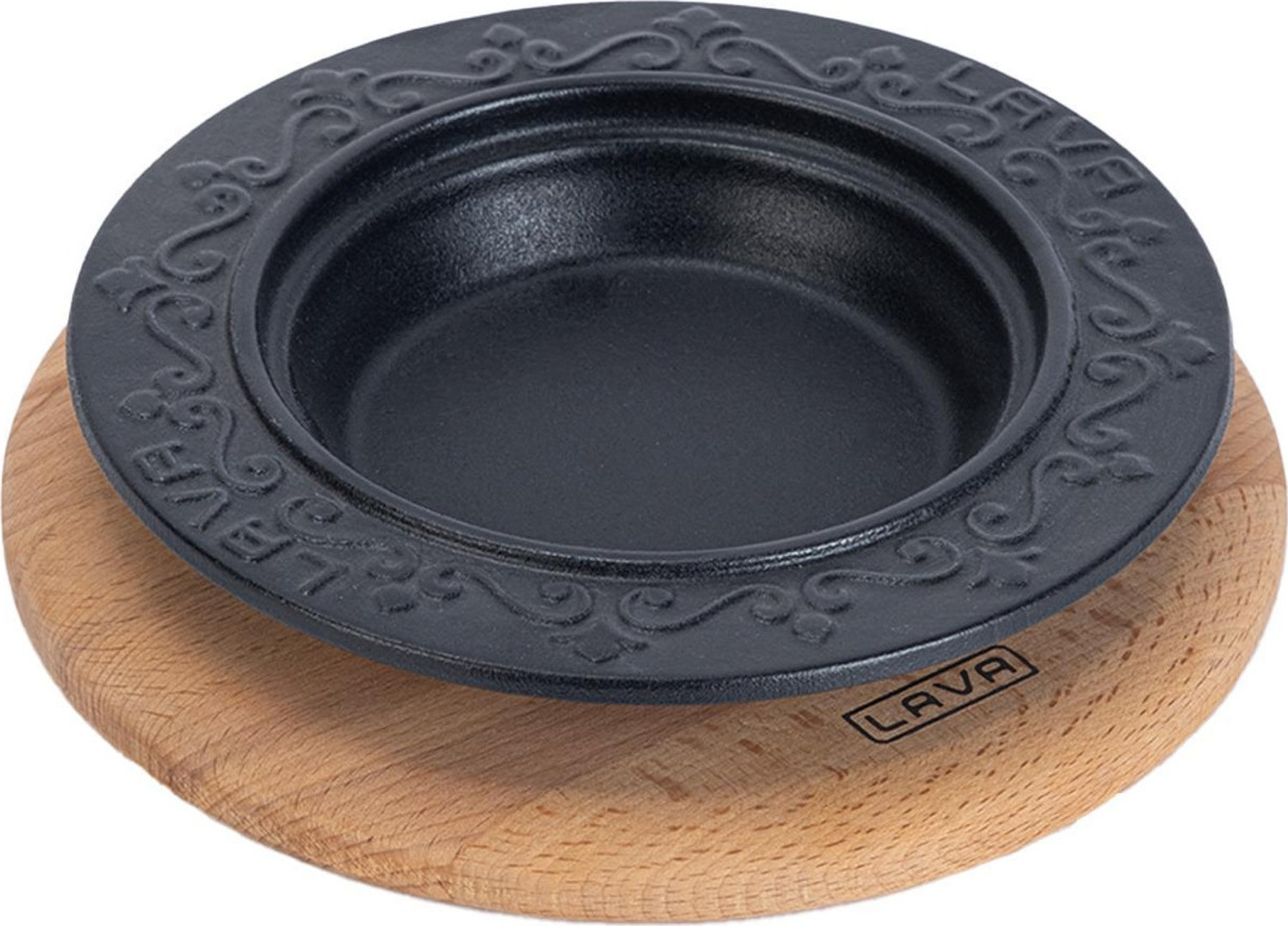 Lava Döküm Oval Döner Sos Tabağı Kayın Servis Ahşabı. Çap(Ø)18cm. - idefix