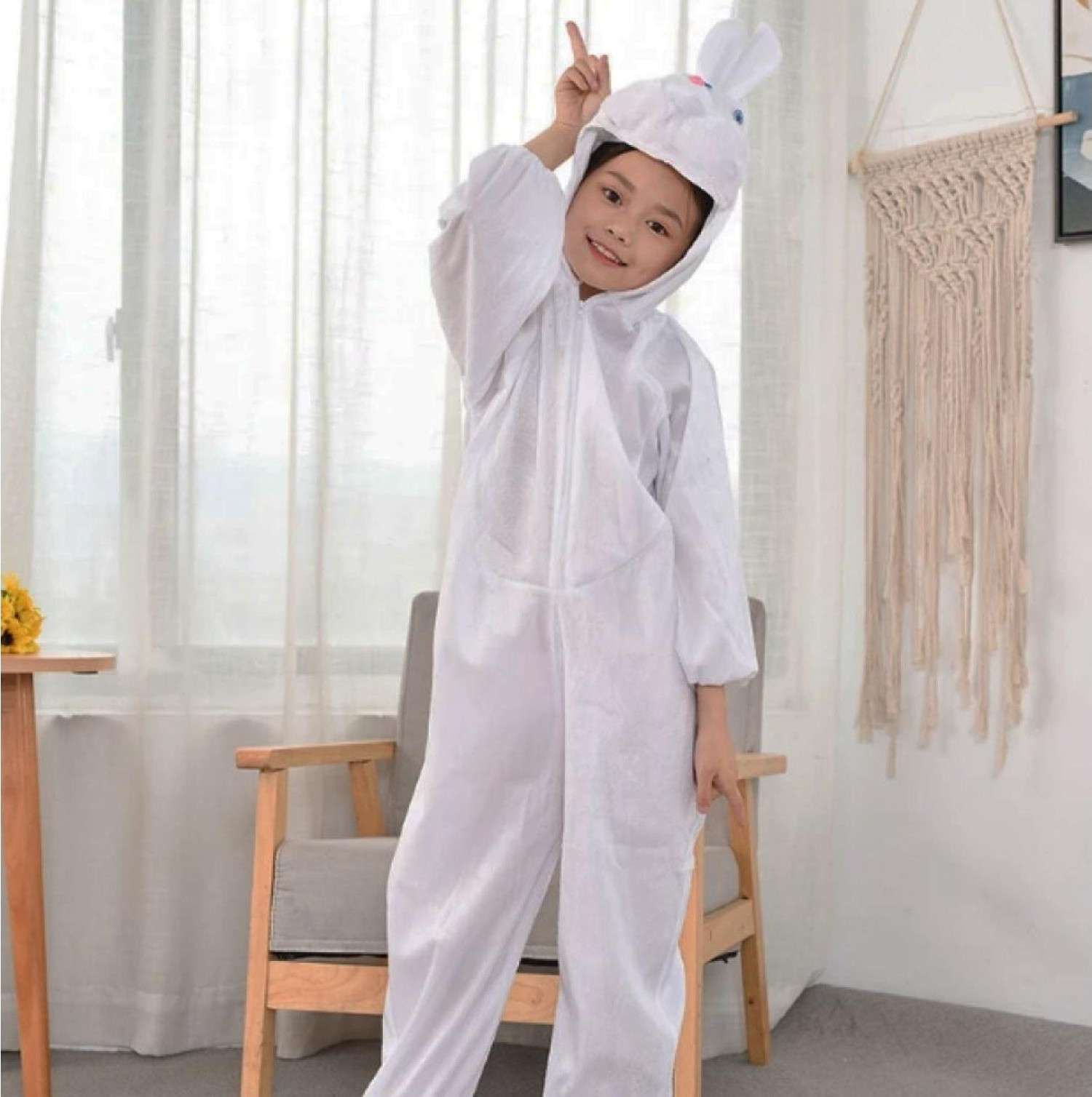 Çocuk Tavşan Kostümü Beyaz Renk 6-7 Yaş 120 cm - idefix