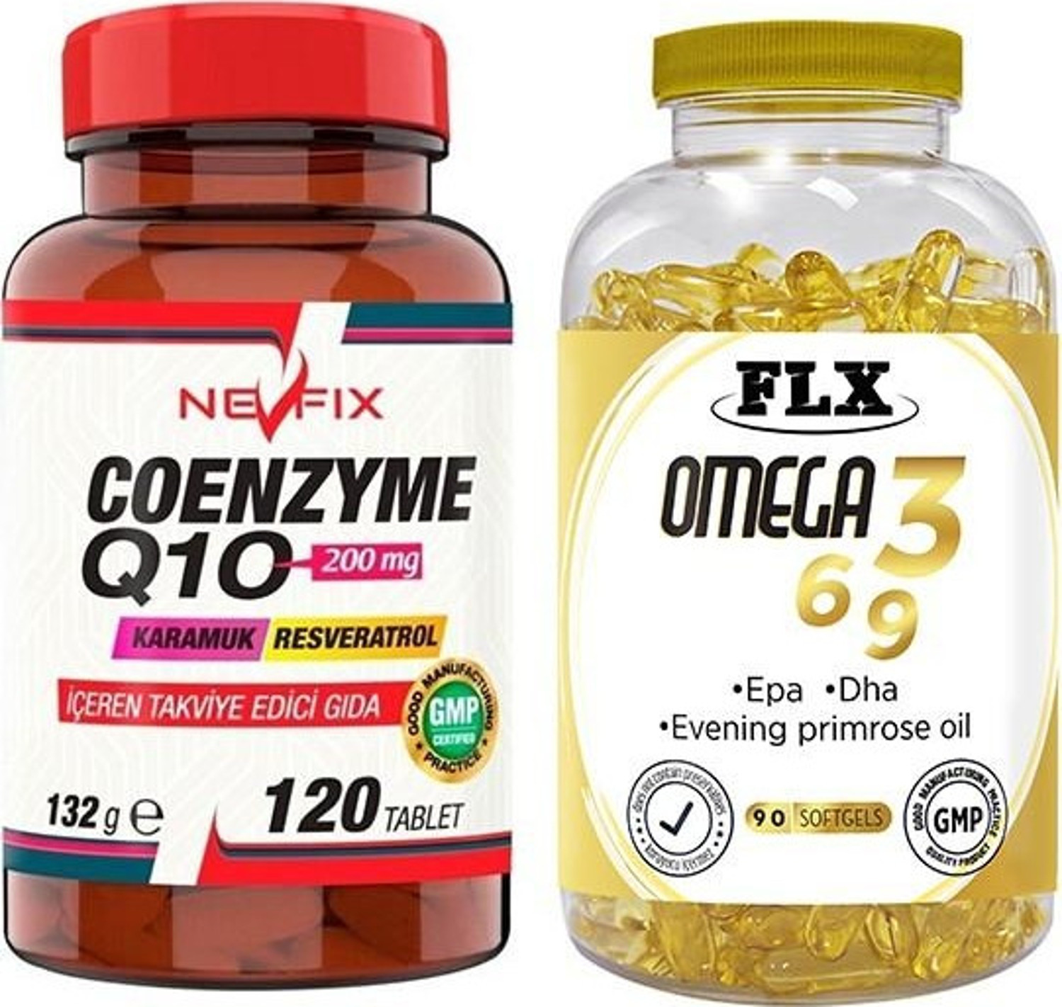 Nevfix Coenzyme Q10 Karamuk 120 Tablet Flx Omega 3-6-9 90 Tablet - idefix