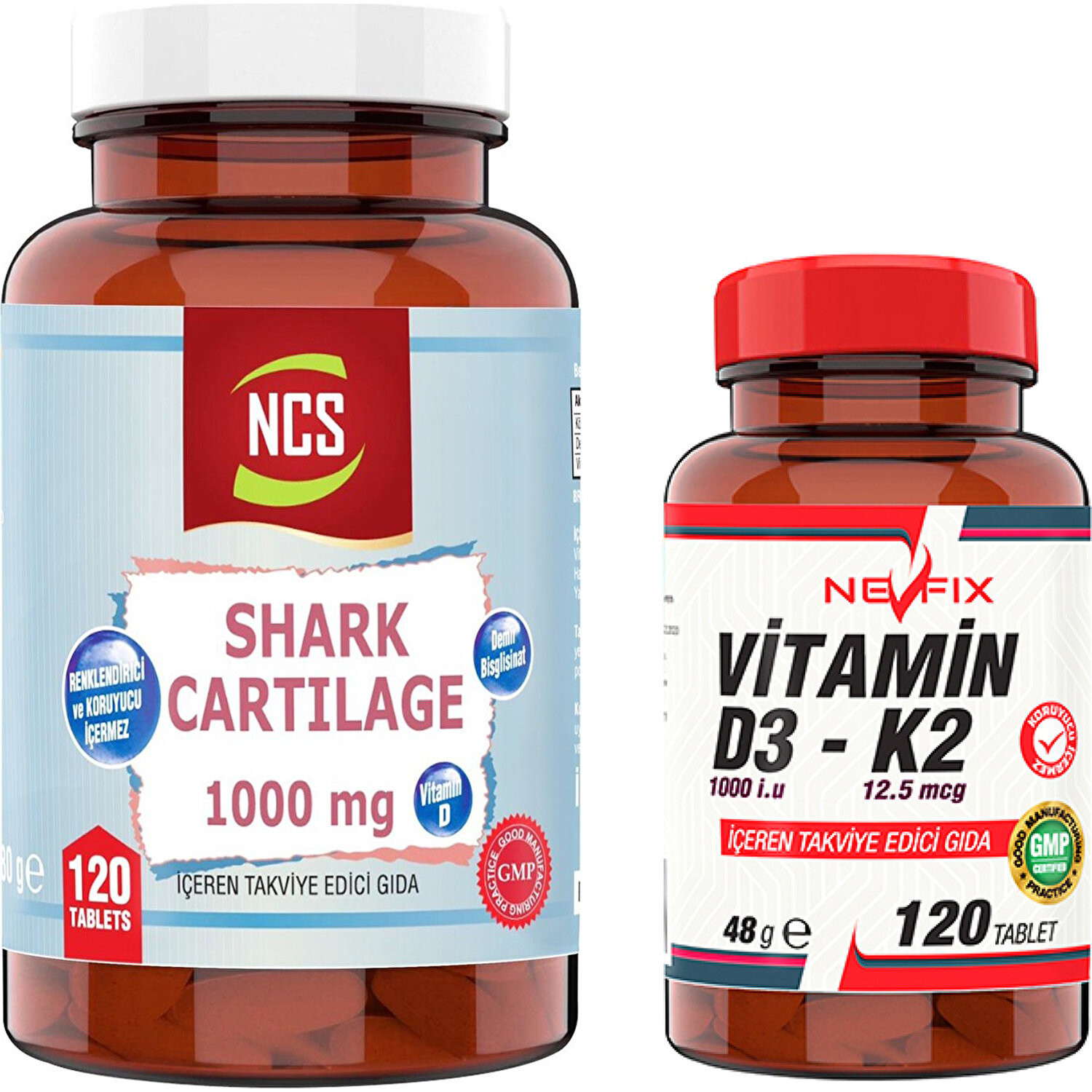 Nevfix Shark Cartilage Demir Vitamin D3 1000 Mg 120 Tablet Nevfix ...