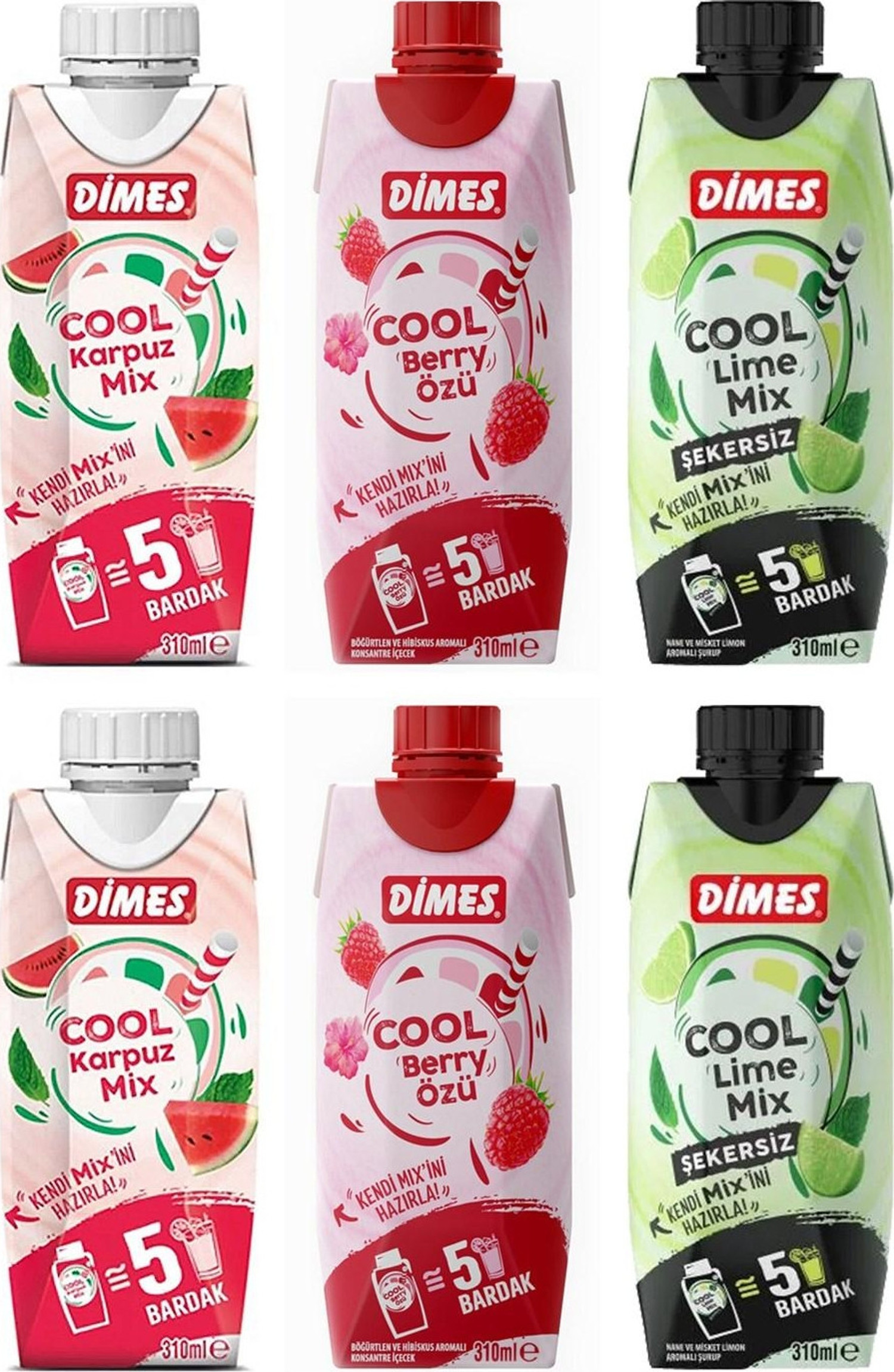 Dimes Cool Lime 310 ml 6 lı Karma / Berry - Şekersiz - Karpuz - idefix