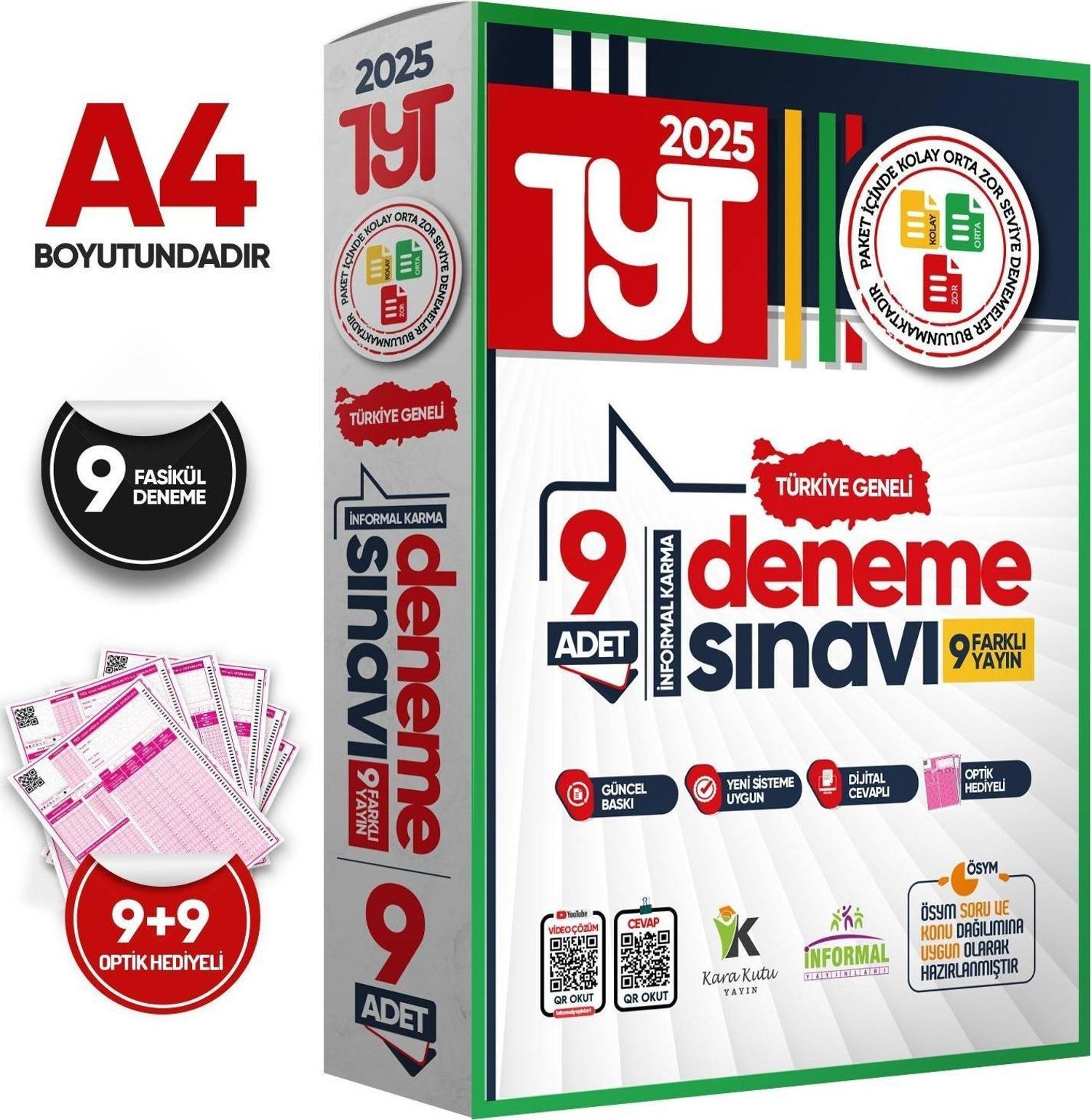 2025 TYT Türkiye Geneli Kurumsal 9lu Paket Deneme Sınavı Dijital Cevaplı - undefined Kitabı ...