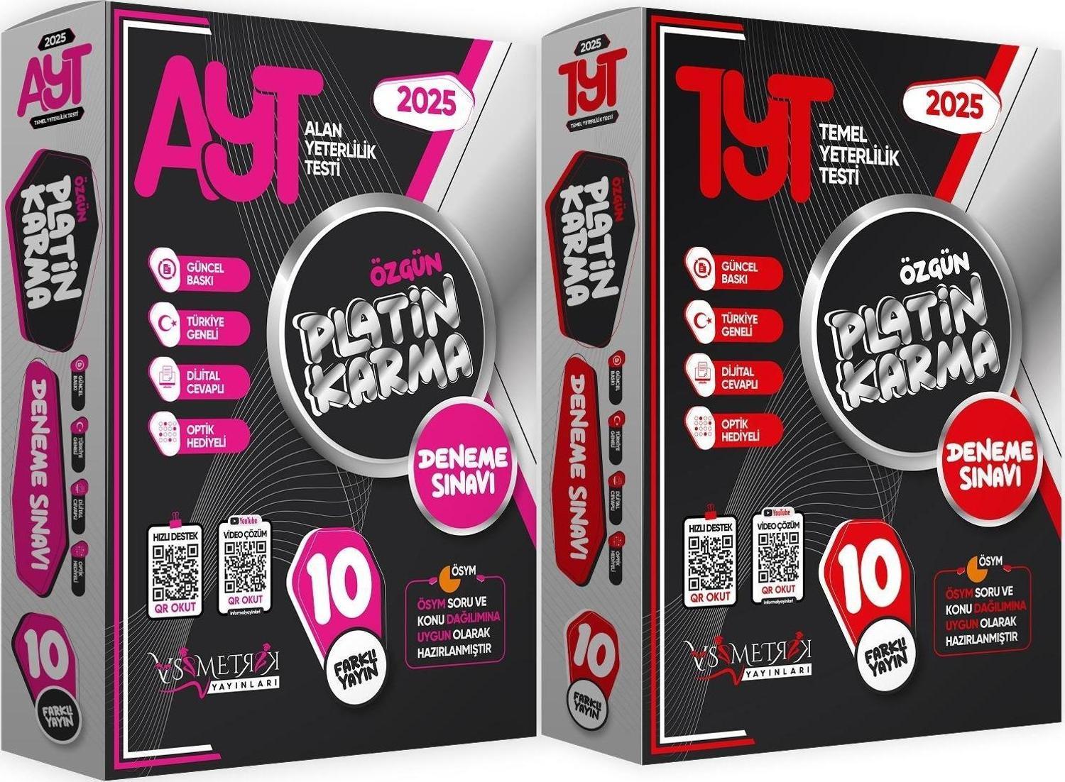 2025 YKS TYT-AYT Platin Karma Yayınlar Kurumsal 20li (10+10) Paket Deneme Sınavı Türkiye Geneli ...
