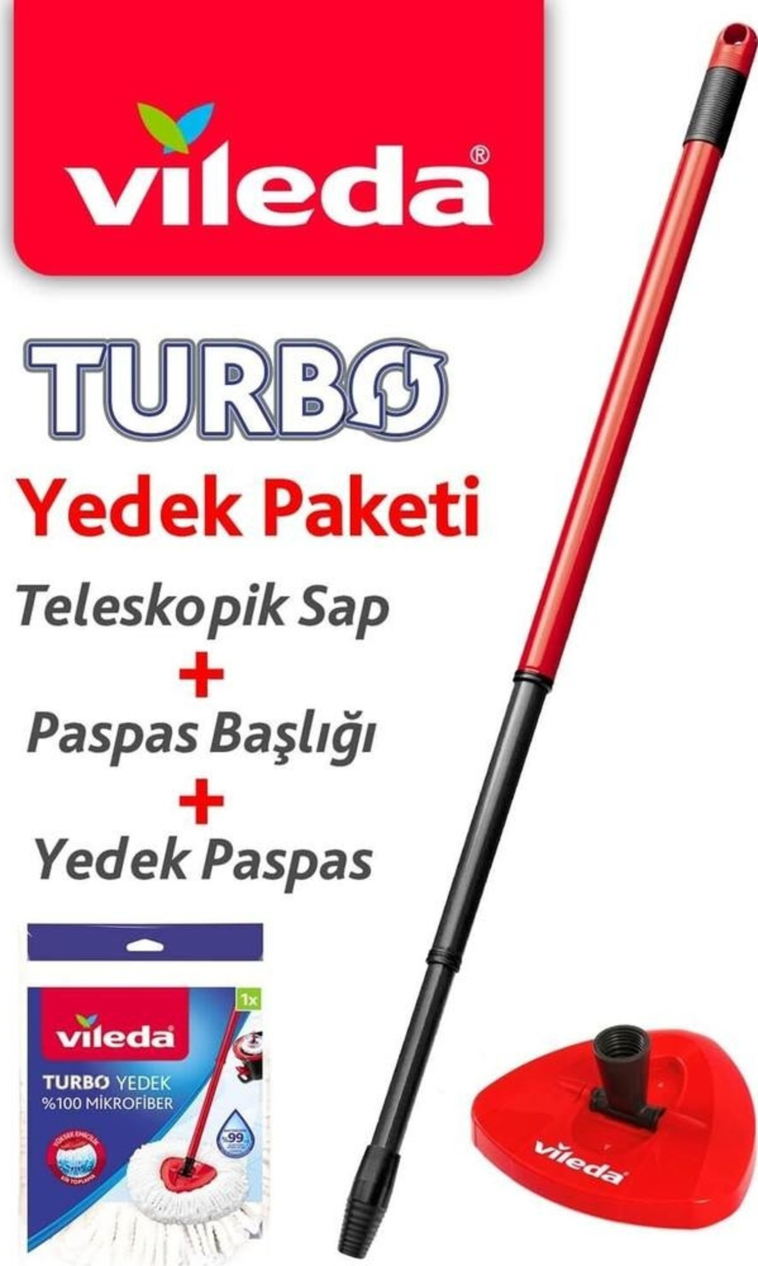 Vileda Turbo Sap + Classic Üçgen Başlık + Yedek Paspas
