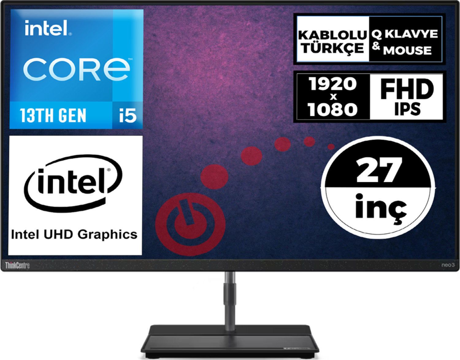 Lenovo ThinkCentre Neo 30A G4 i5-13420H 24GB 512GB SSD 27" FHD Windows 11 Pro AIO PC 12JVA01GTR ...