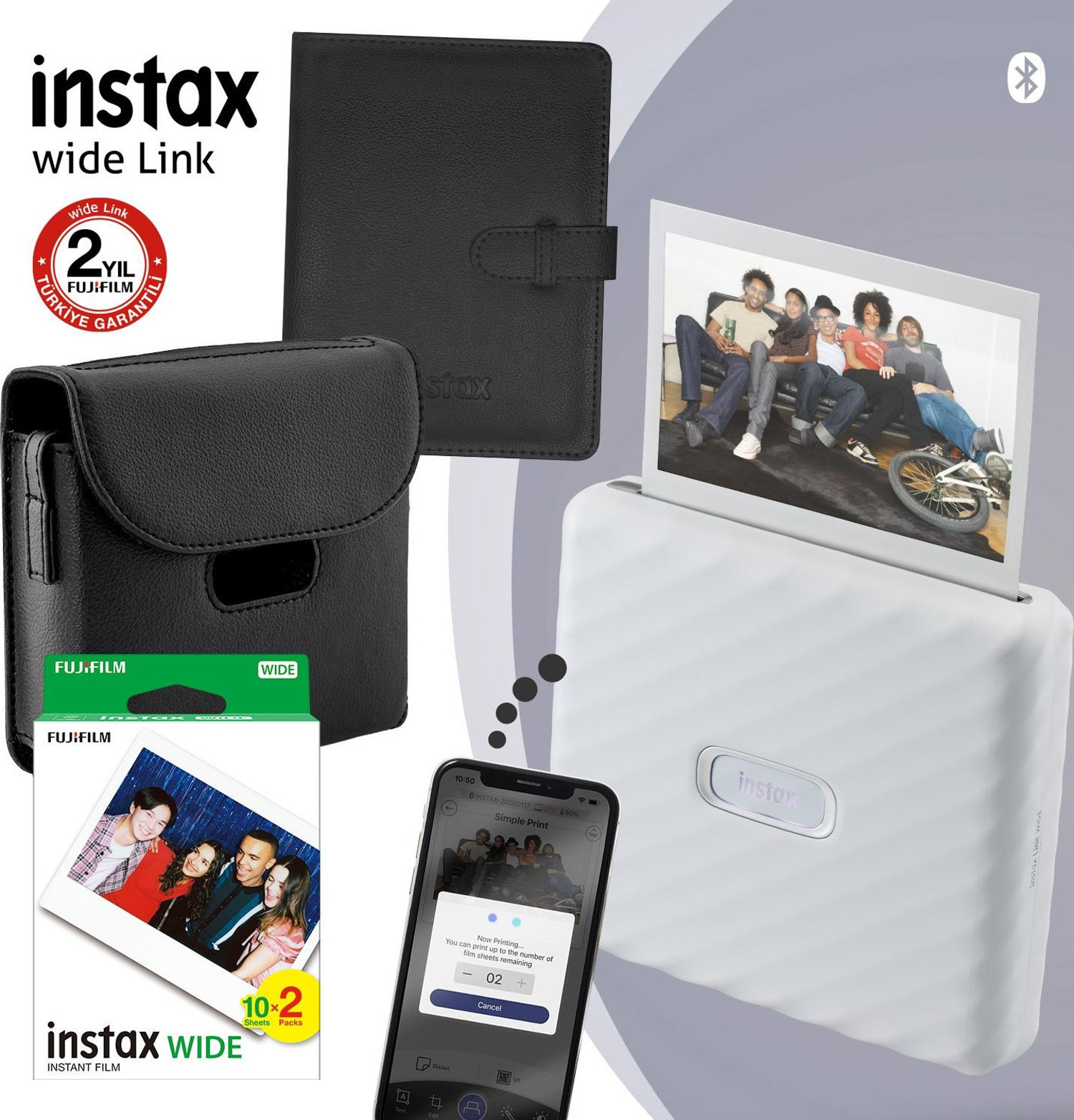 Instax Wide Link Beyaz Akıllı Telefon Yazıcısı ve Hediye Seti 1