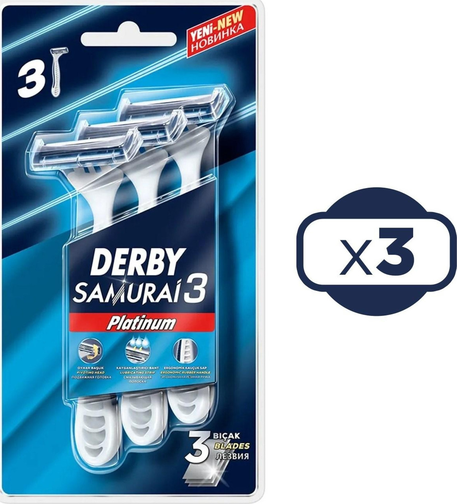 Derby Samurai 3 Platinum 3'lü Blister x 3 Adet - idefix