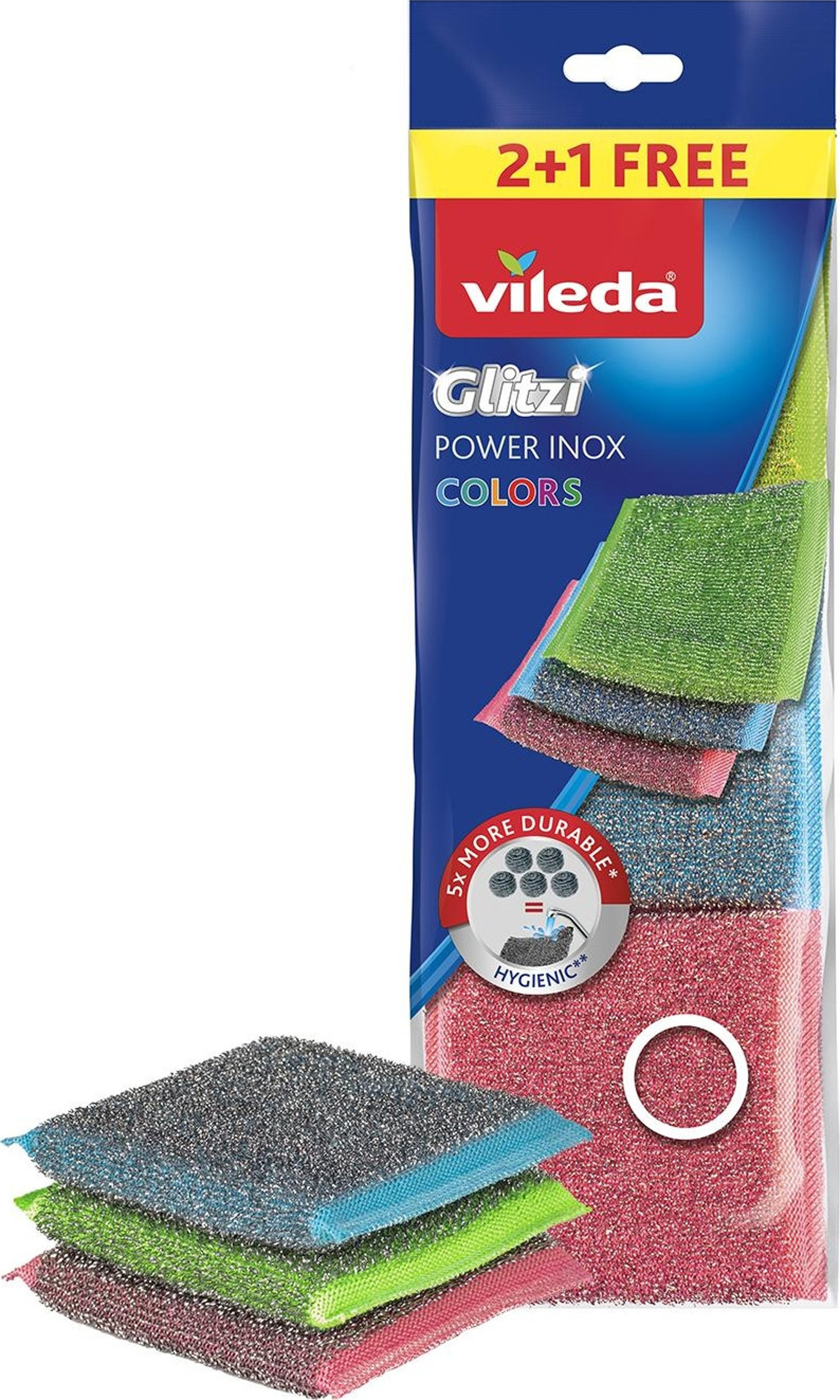 Vileda 3 lü Power Inox COLORS Çelik Bulaşık Sünger