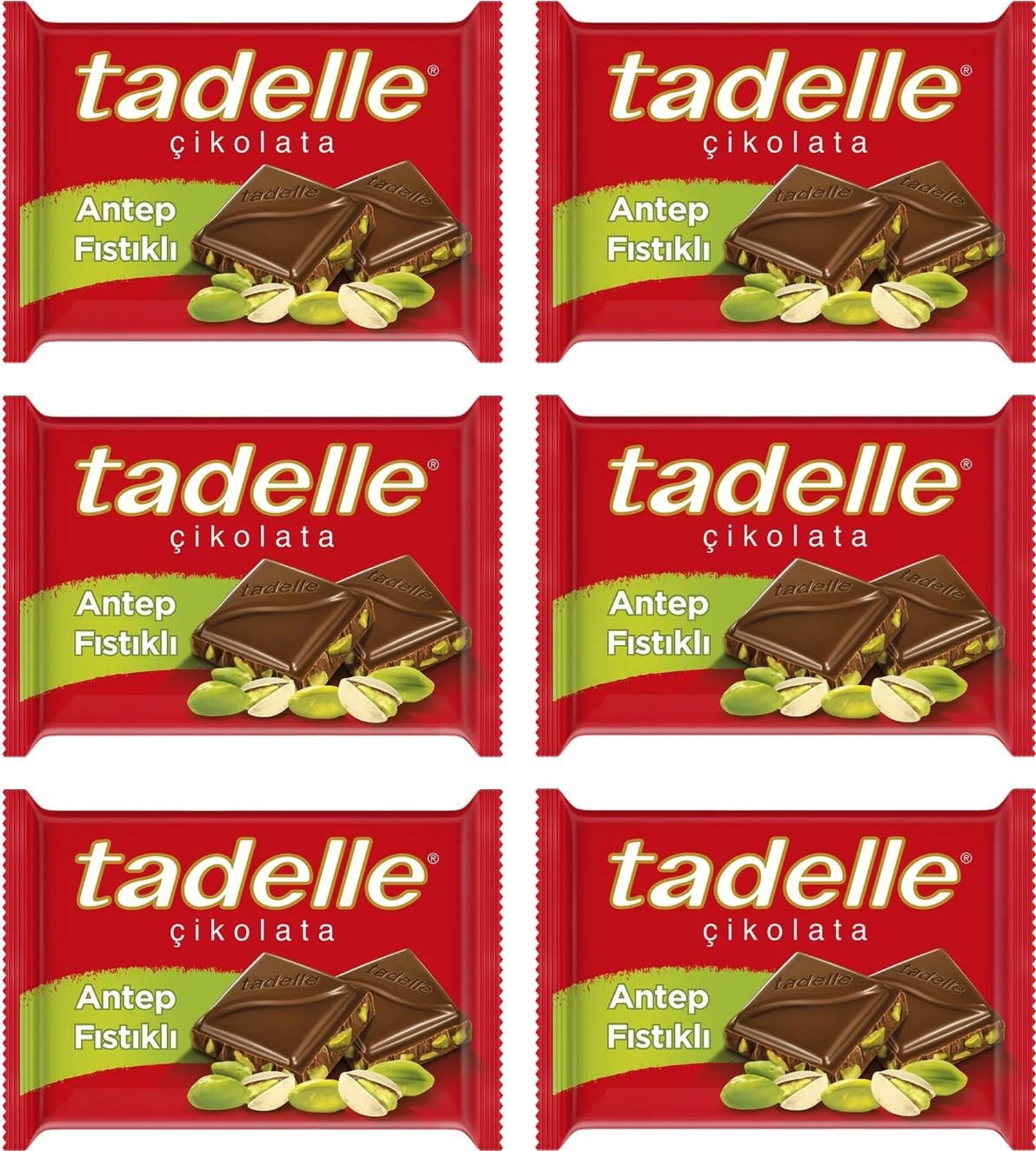 Tadelle Antep Fıstıklı Sütlü Tablet Çikolata 60 gr X 6 Adet - idefix