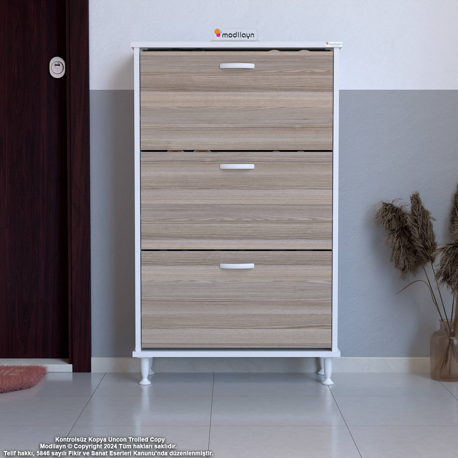 Modilayn VARBİ Kapı Önü 52 x 119 x 25, 5 cm’ lik 3 Düşer Kapak 6 Göz ...