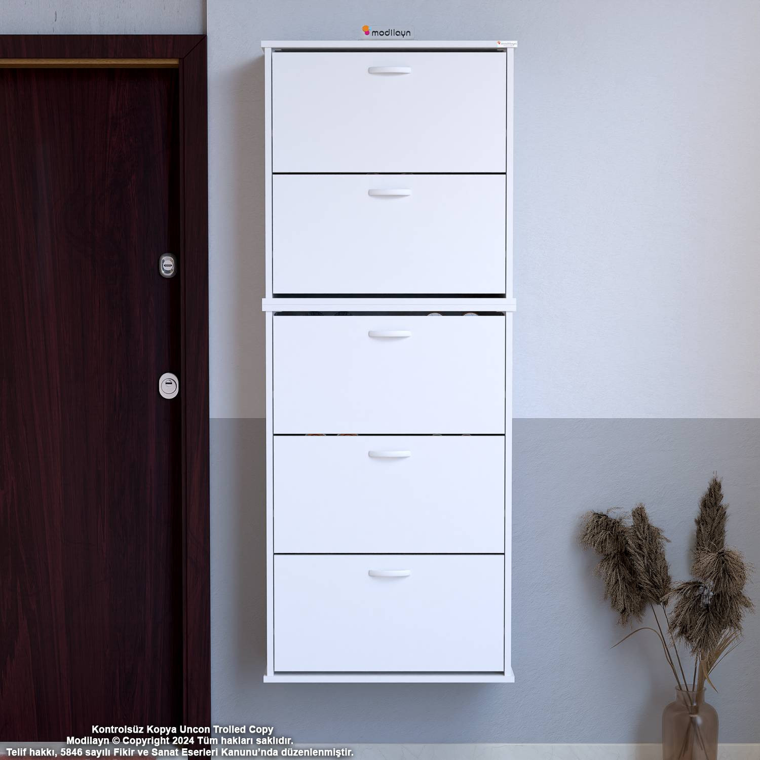 Modilayn VARBİ UMAY' 2 Li Asma Kapı Önü 72x181x25, 5 cm’ lik 5 Düşer ...