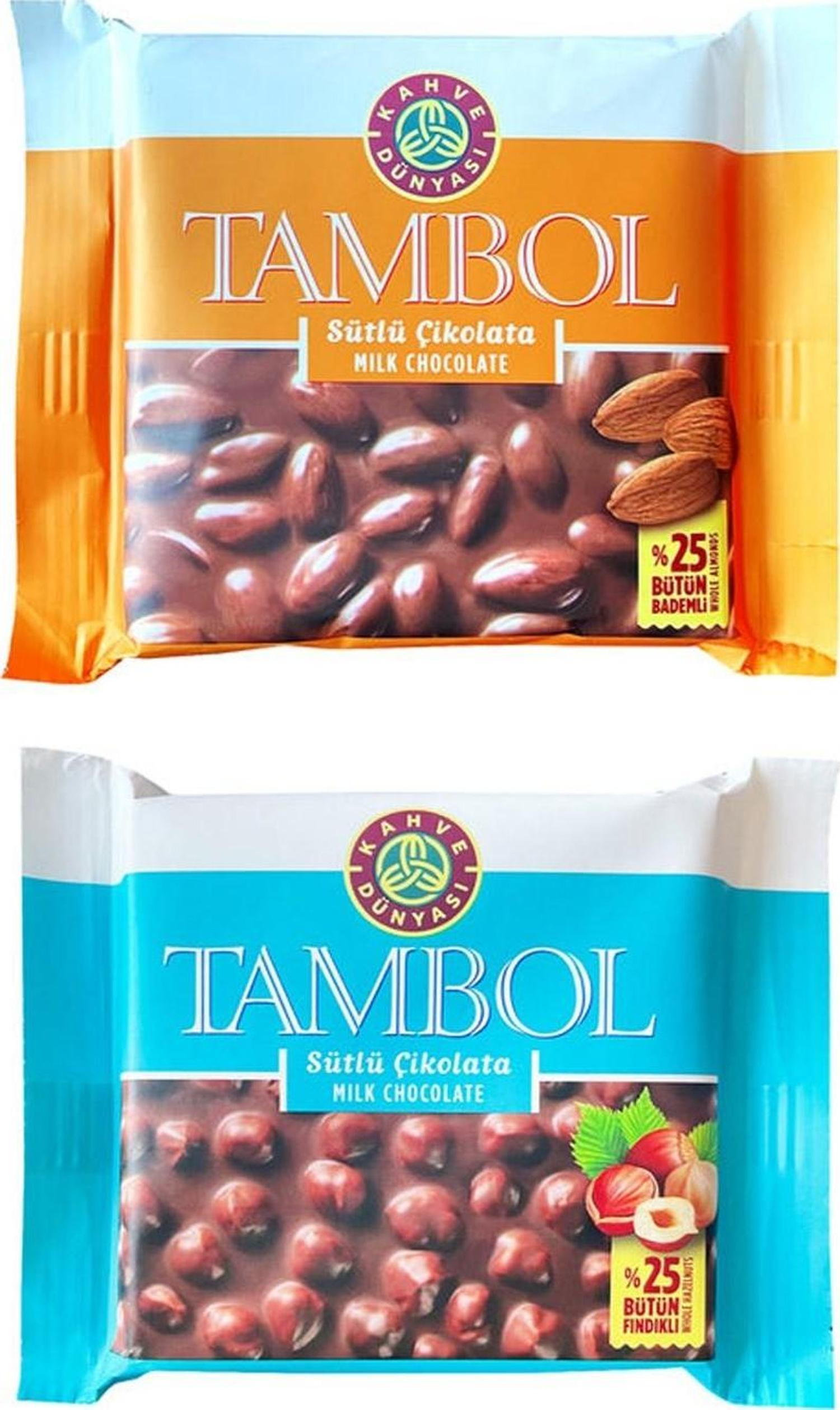 Kahve Dünyası Tambol Tam Fındıklı Sütlü Çikolata ve Tambol Tam Bademli ...