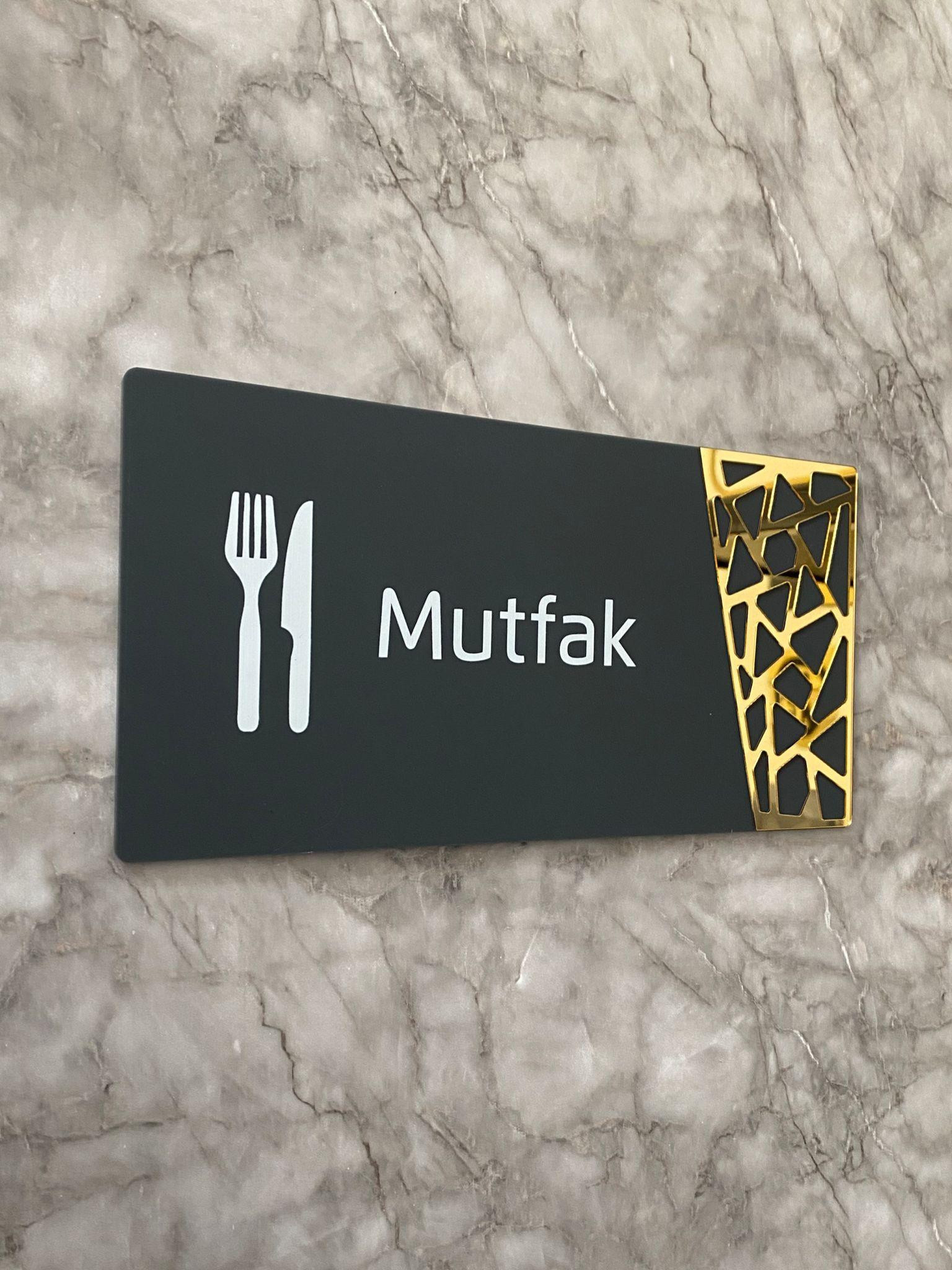 Mutfak Kapı Yönlendirme Levhası Oda İsimliği 24x12 Cm - idefix