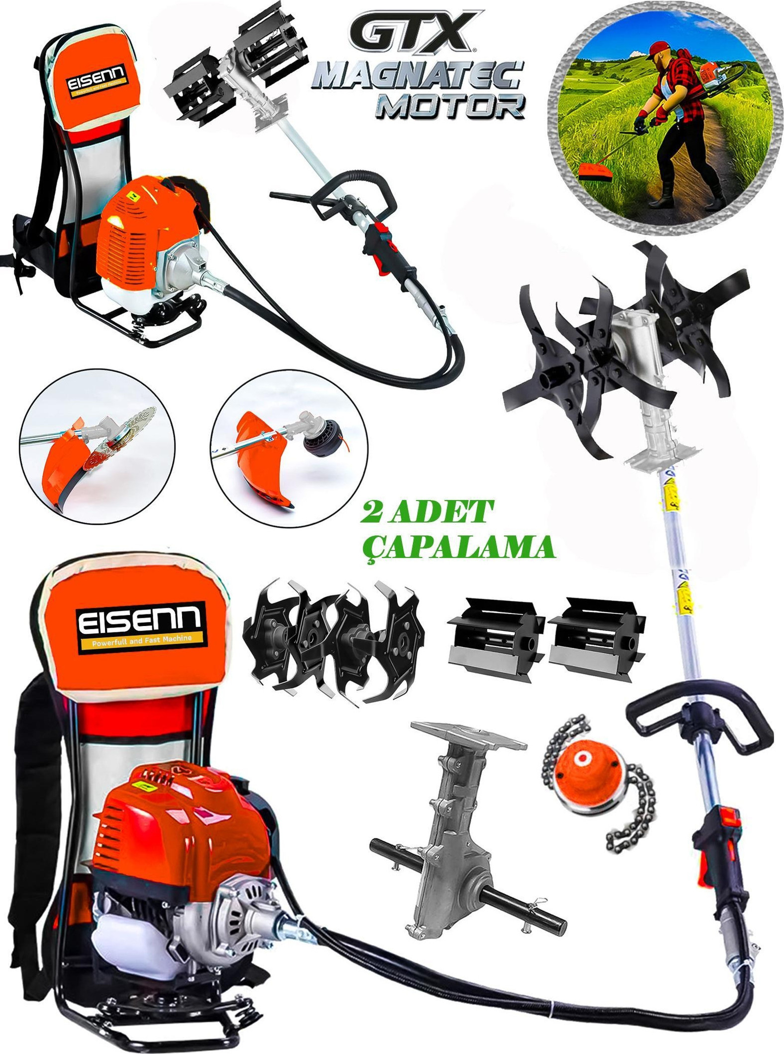 Eisenn Sparta 950 Scotte Sırt Tipi Çim Ot Çalı Tırpanı + Akrobat ...