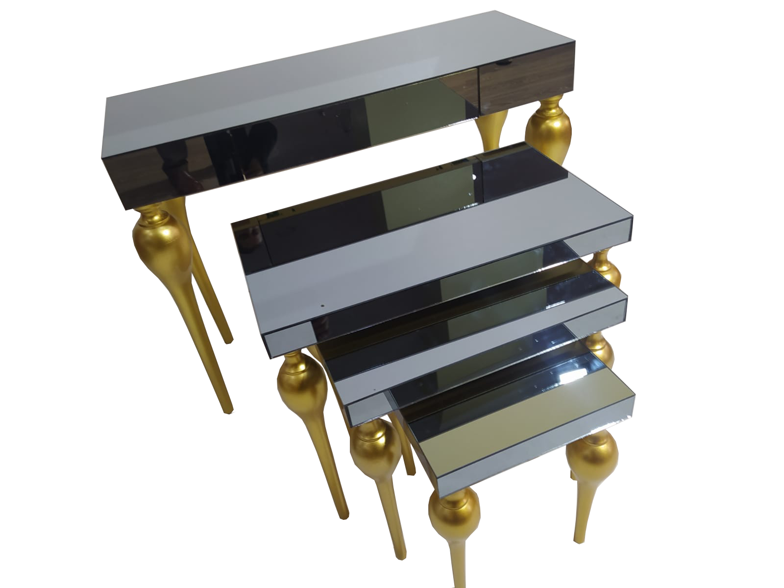 Dresuar-Zigon 18216 Tombul ayak Model Kayın MDF tabla Parlak gold Füme ...