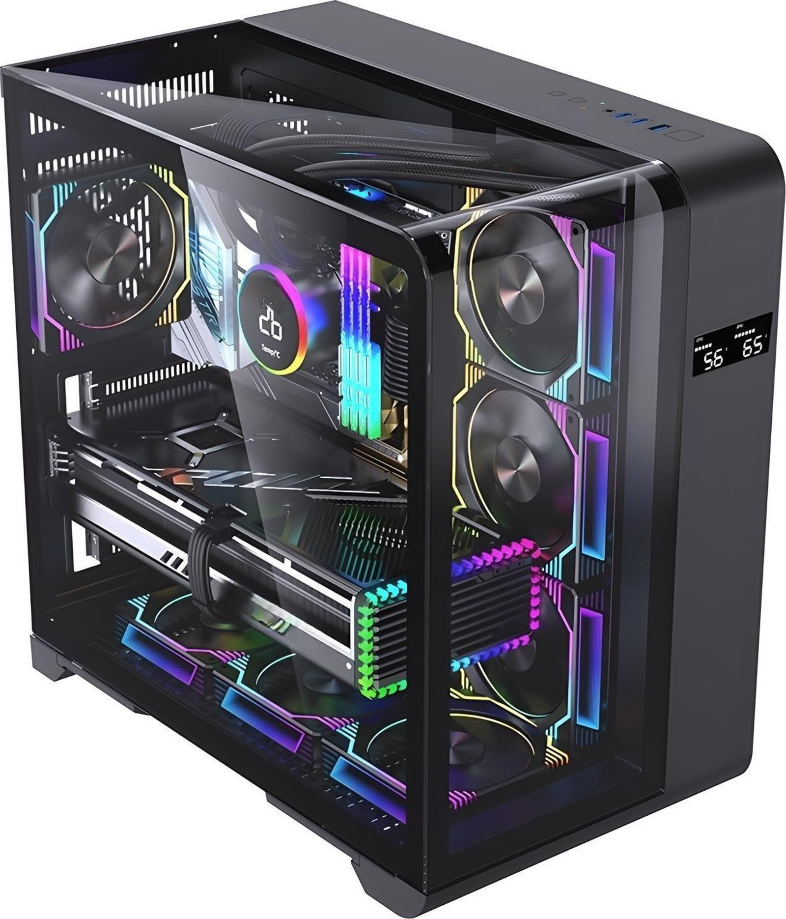 SNT Victory Plus Kavisli 7x Argb Fan Uzaktan Kumandalı ARGB Controller Gaming Kasa Siyah - idefix