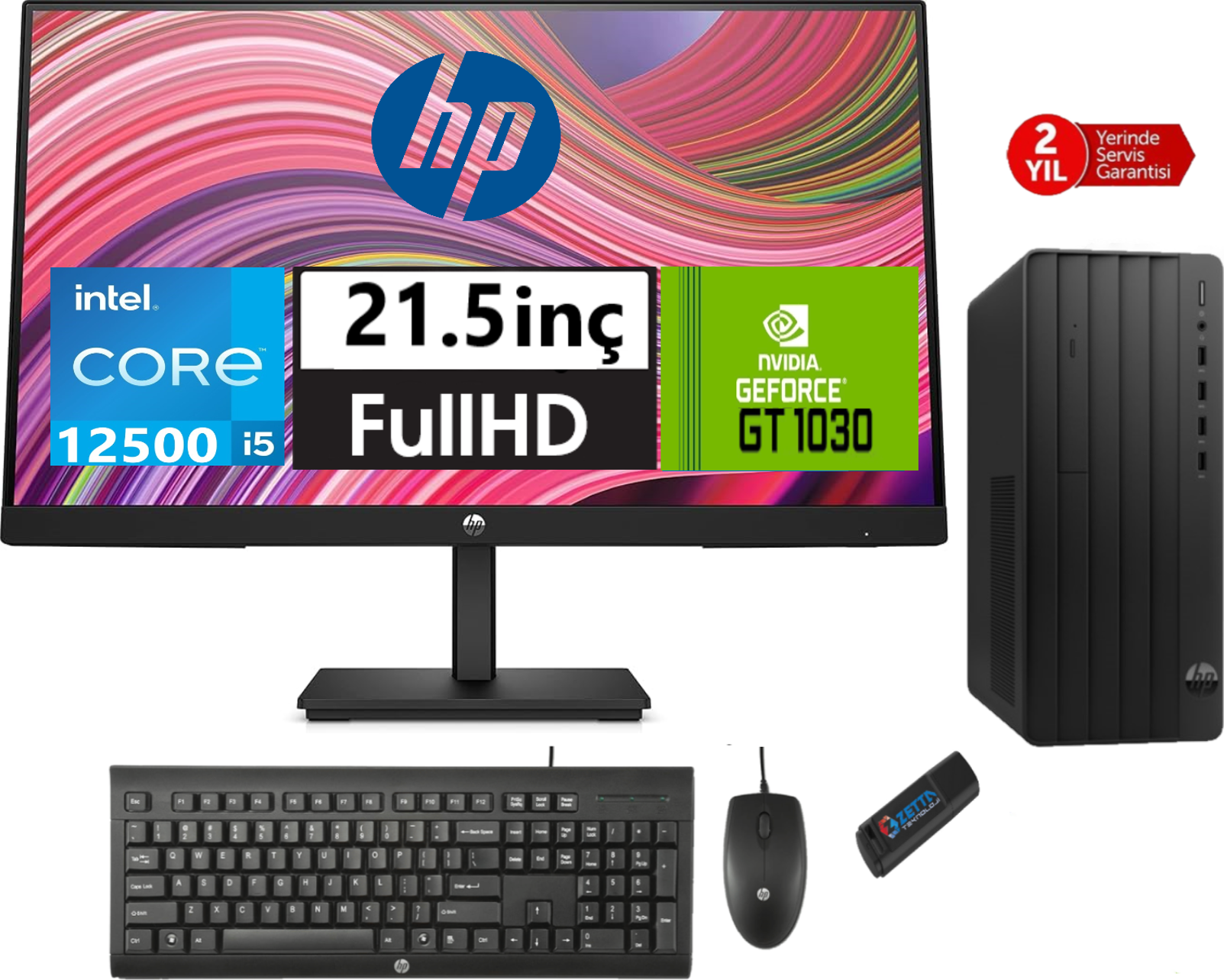 Hp 290 Pro G9 Intel Core I5 12500 64GB 256GB SSD 4GB/GT1030 21.5monitör ...