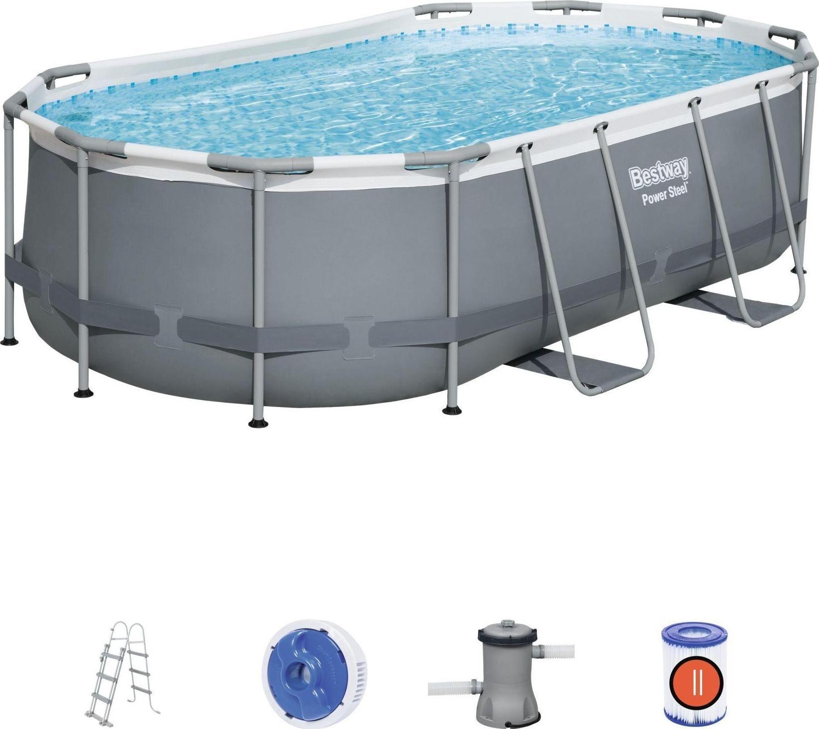 Bestway® Steel Pro MAX™ Prefabrik Yer Üstü Havuz Seti 4,27 m x 2,50 m x 100 cm - idefix
