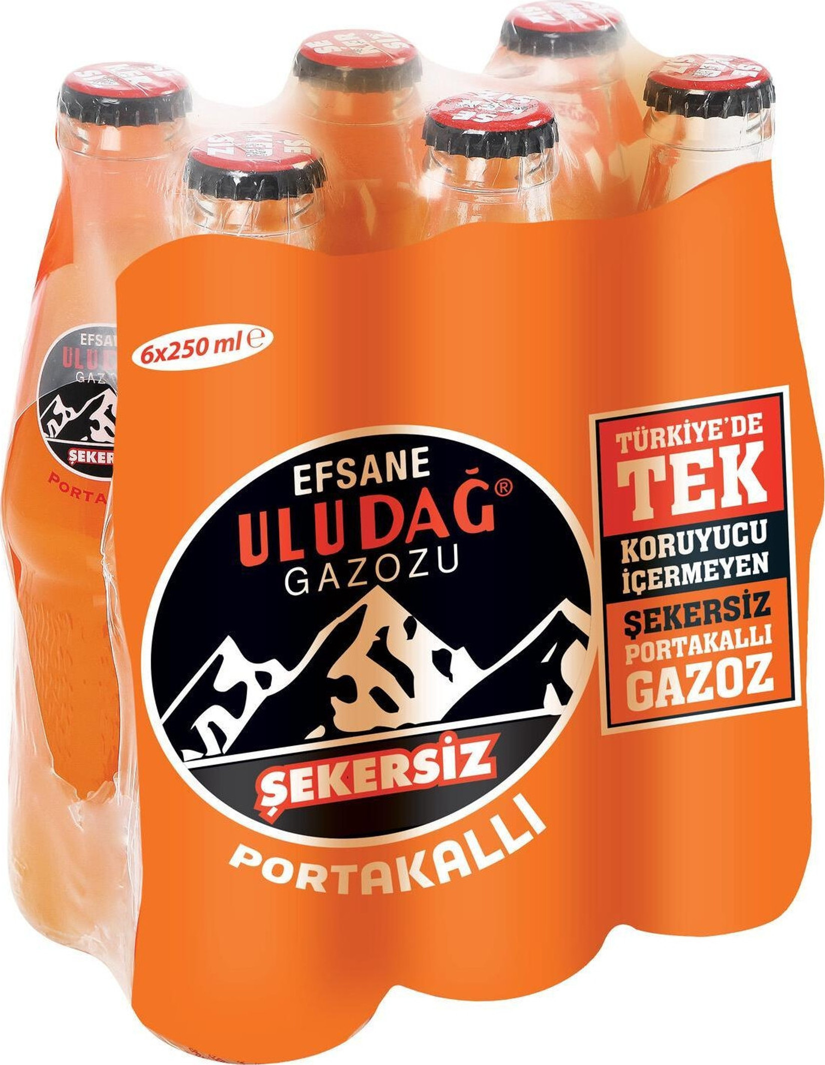 Uludağ Efsane Gazozu Portakallı Şekersiz 250 Ml X 6 Adet - idefix