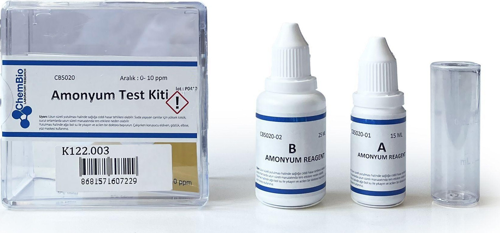 ChemBio Amonyum Test Kiti 0-10 ppm 100 Test Kolorimetrik Ammonium Su ...