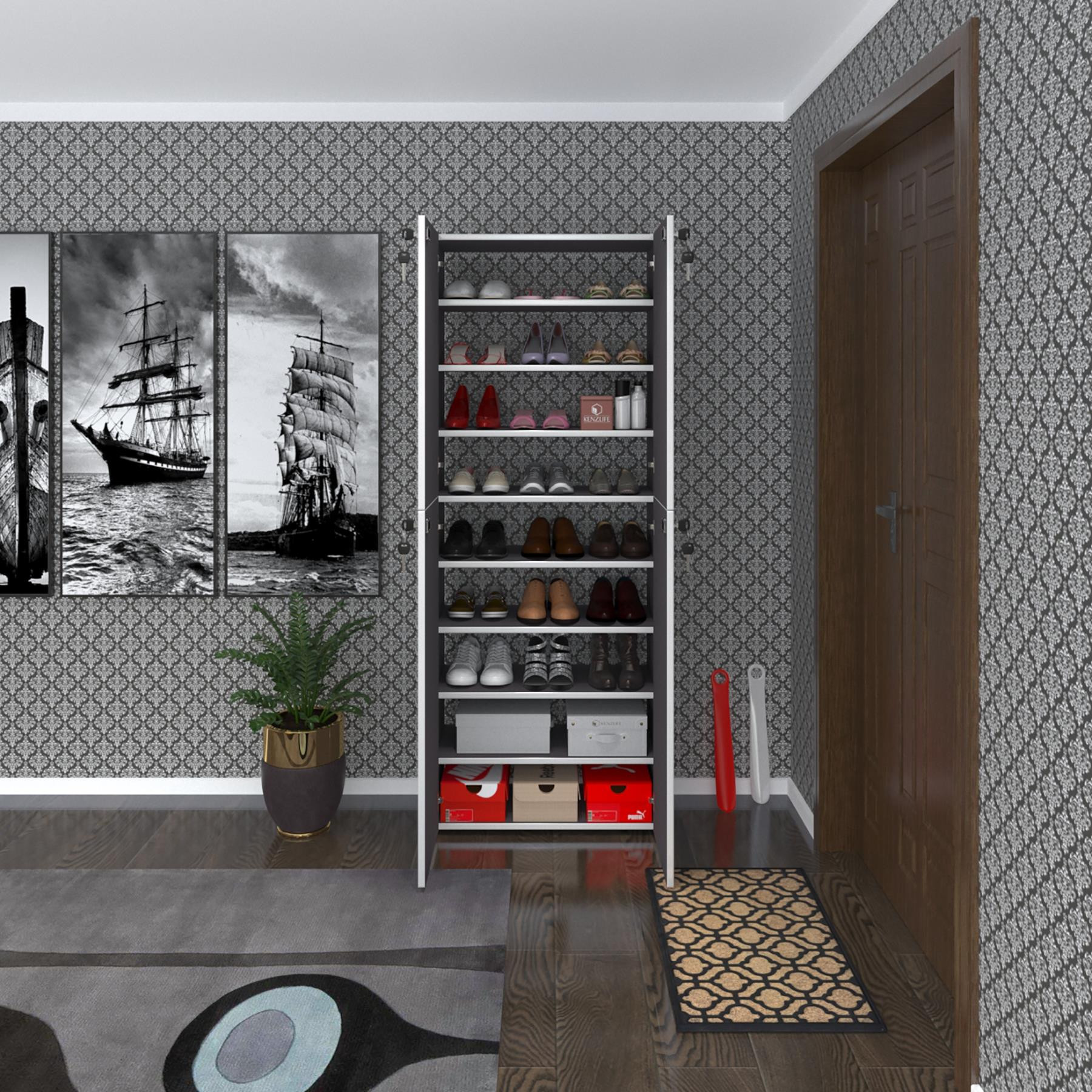 Kenzlife ayakkabılık ayakkabı dolabı kilitli gutan gri 180*70*32 ...