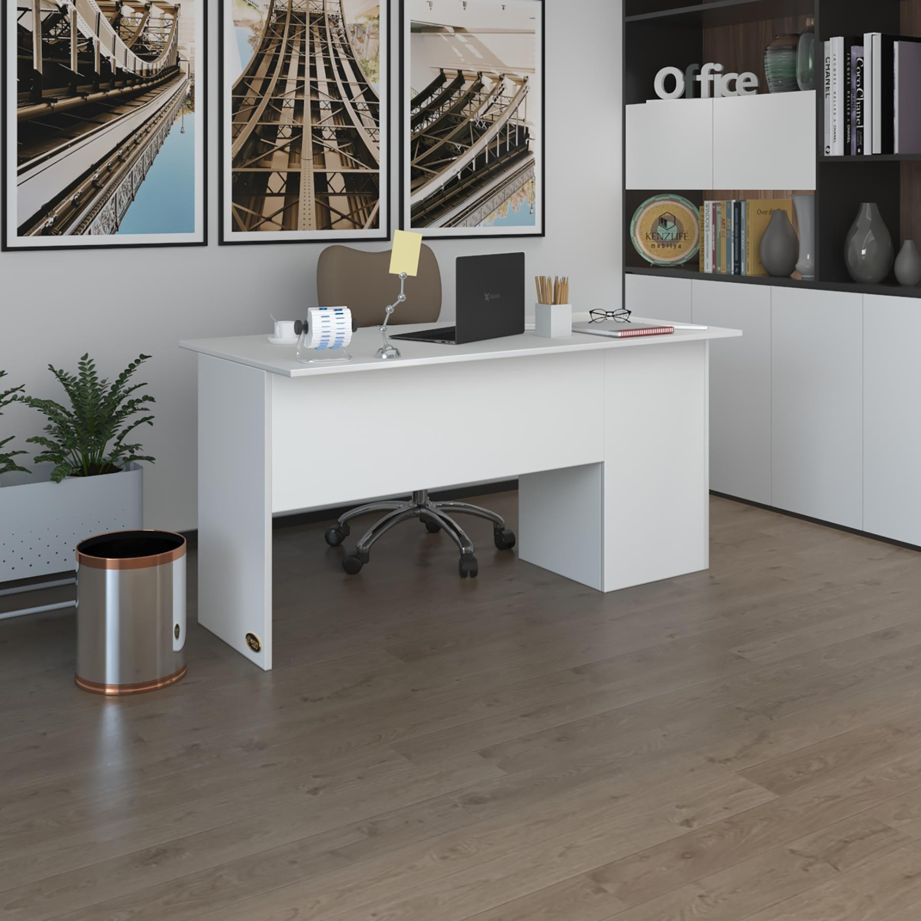 Kenzlife ofis masası miyamoto byz sol 75*140*80 kilitli kapaklı dolap ...