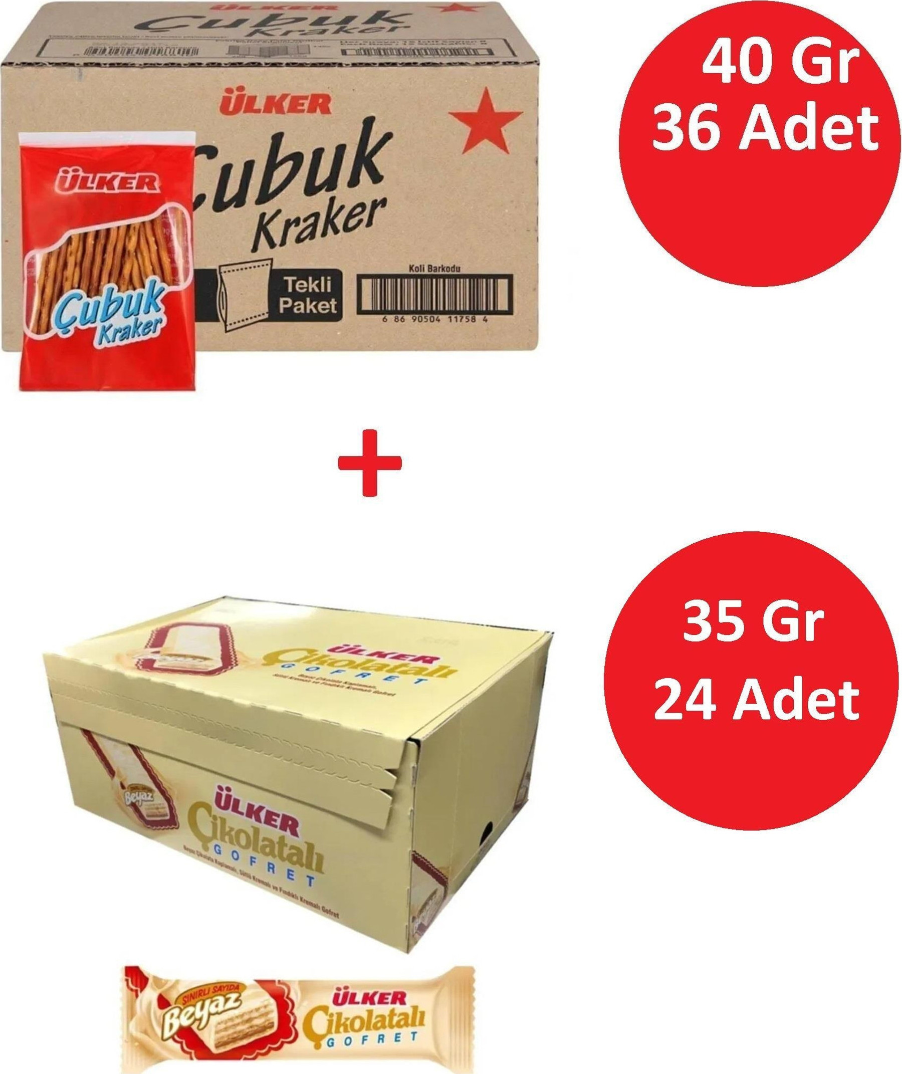 Ülker Beyaz Çikolatalı Gofret ve Ülker Çubuk Kraker - idefix