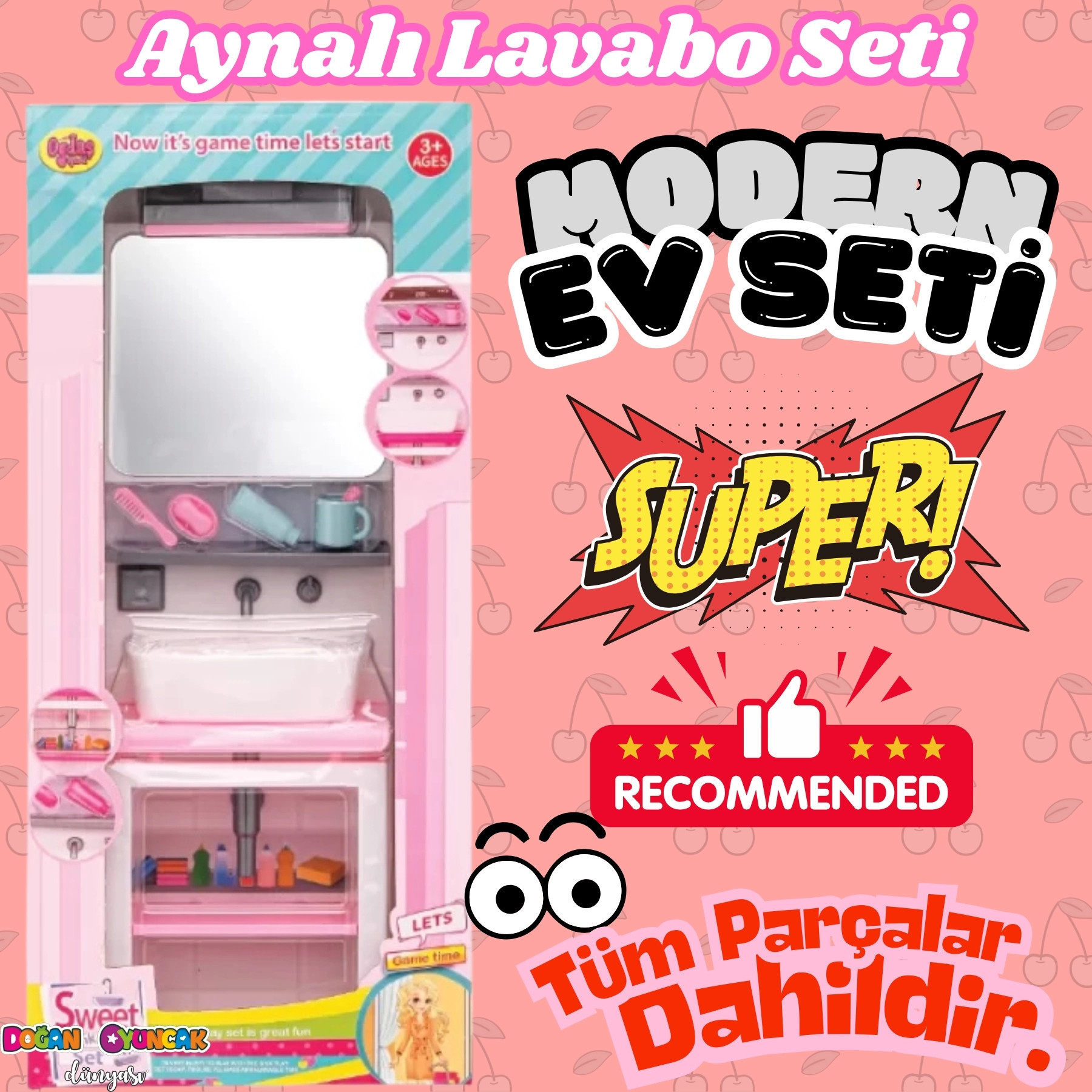 Aynalı Lavabo Banyo Seti - Modern Banyo Seti - Minyatür Ev Oyuncak Seti ...