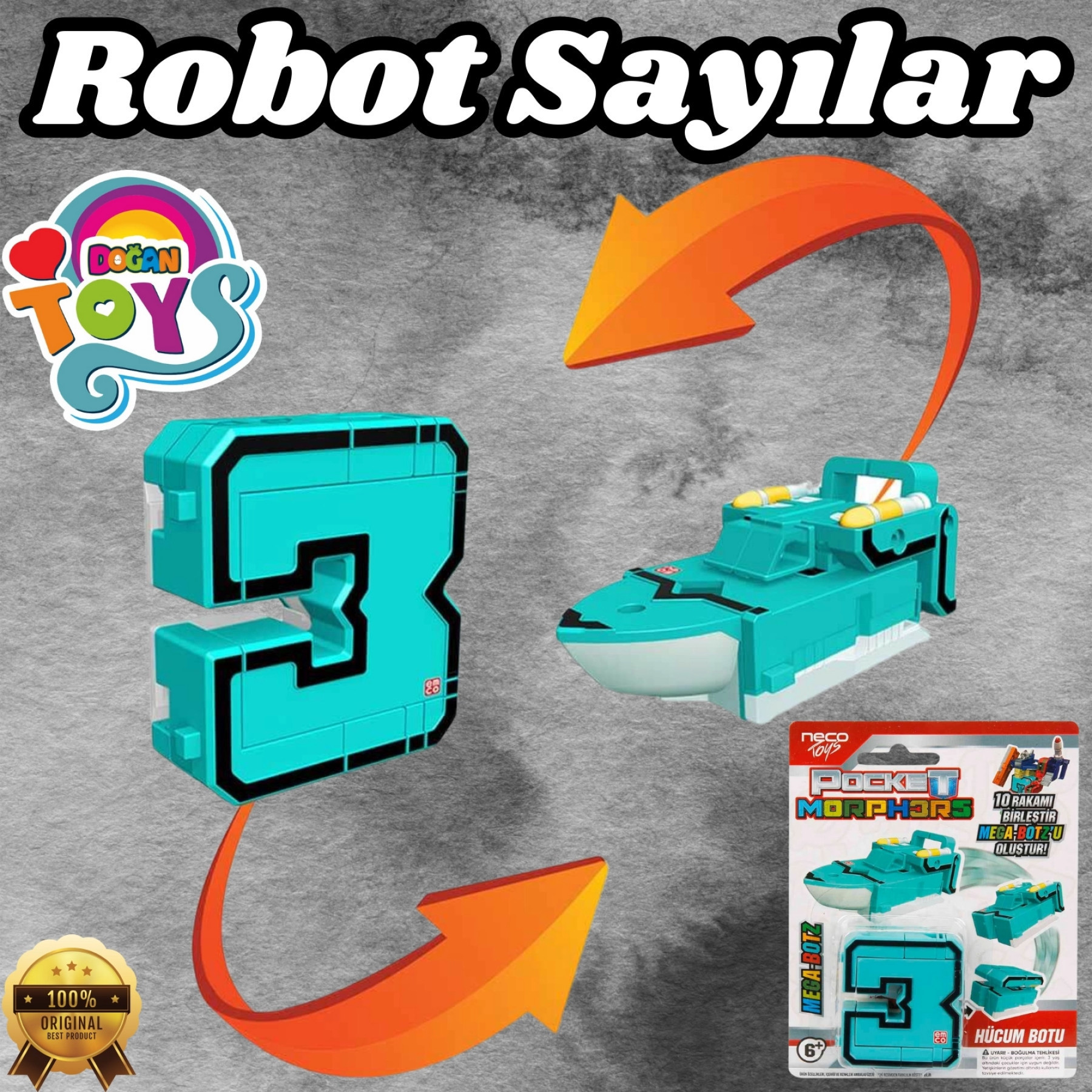 Pocket Morphers 3 Hücum Botu - Roboto Dönüşen Sayılar - 3 Numara Robot ...