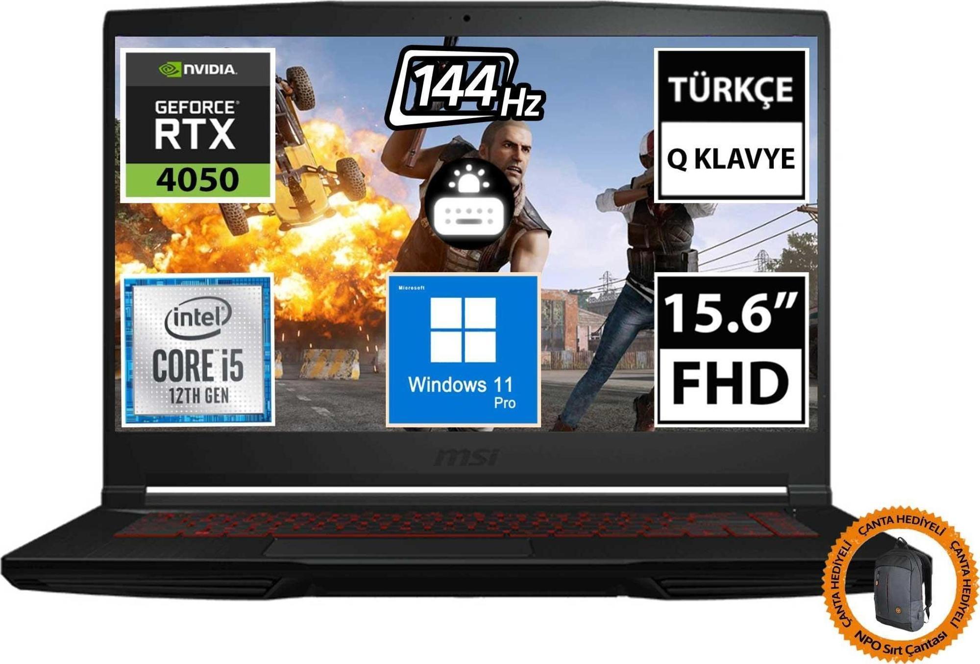 MSI Thin GF63 12VE-082XTR12 i5-12450H 8GB 512SSD RTX4050 15.6" FullHD ...