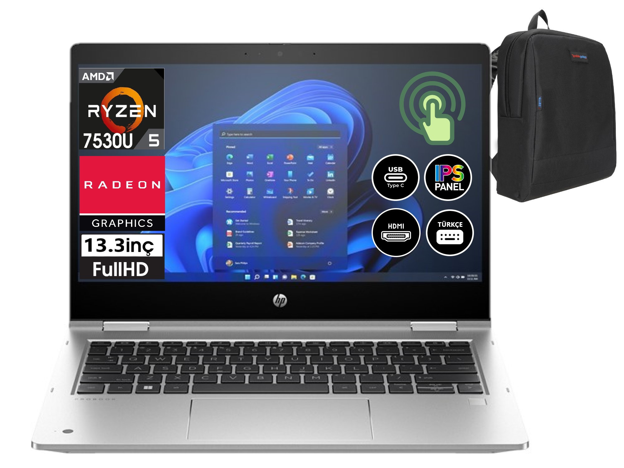 HP Pro x360 435 Gen10 Ryzen 5 7530U 32gb 512GB SSD Windows 11Pro 13.3 ...