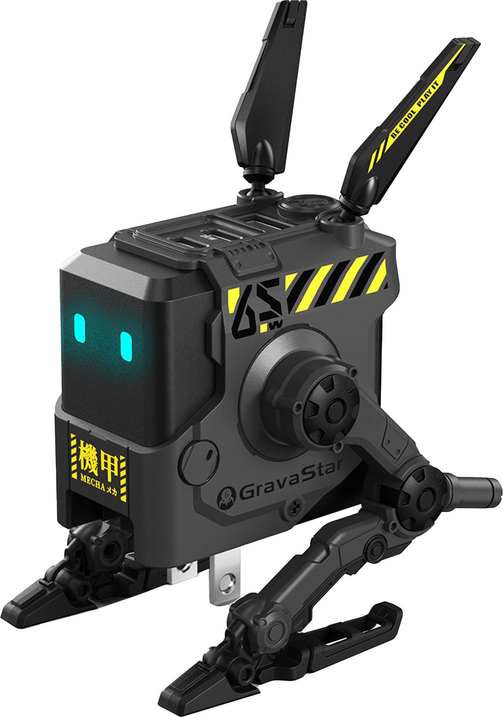 GravaStar Alpha65 Gri Robot Figürlü 65W Hızlı Şarj Adaptörü - idefix