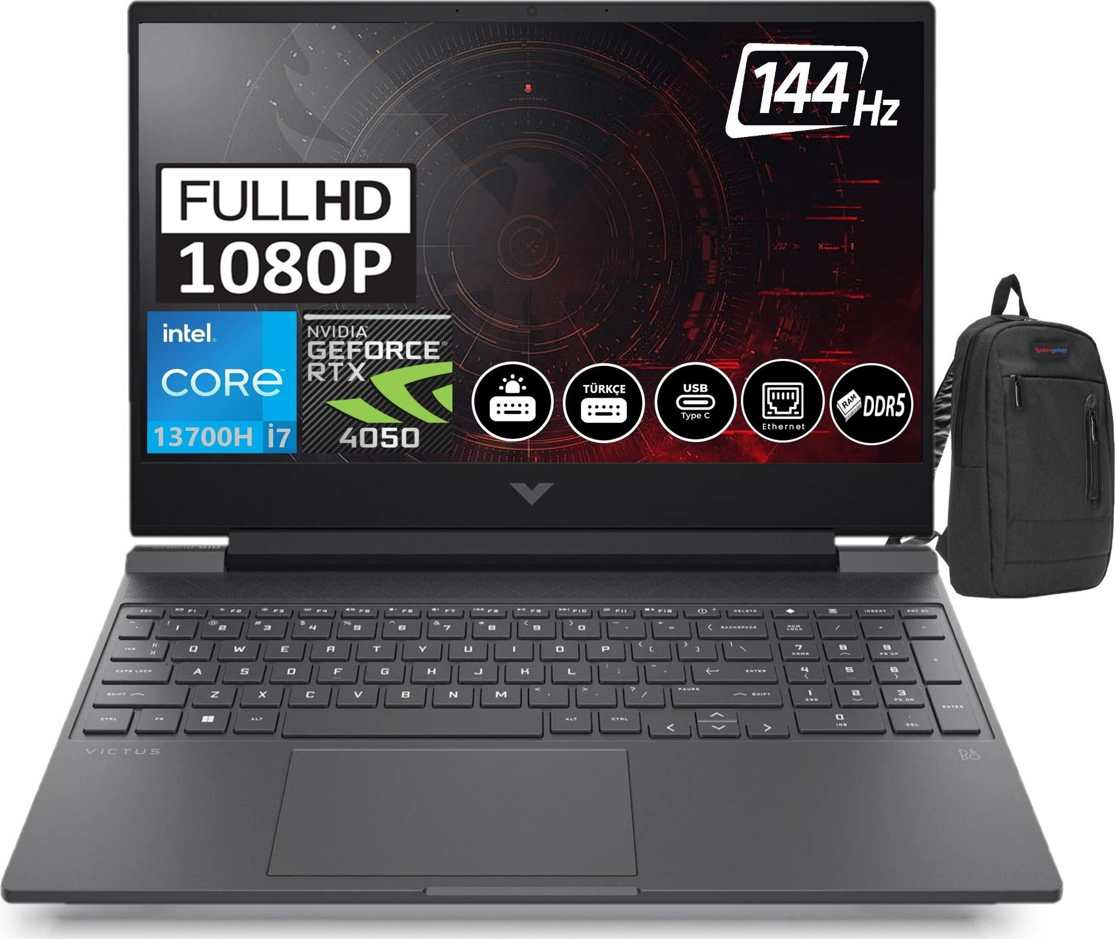 HP Victus 13.Nesil i7-13700H 32GB 512GB SSD 6GB RTX4050 16.1 Inç IPS ...