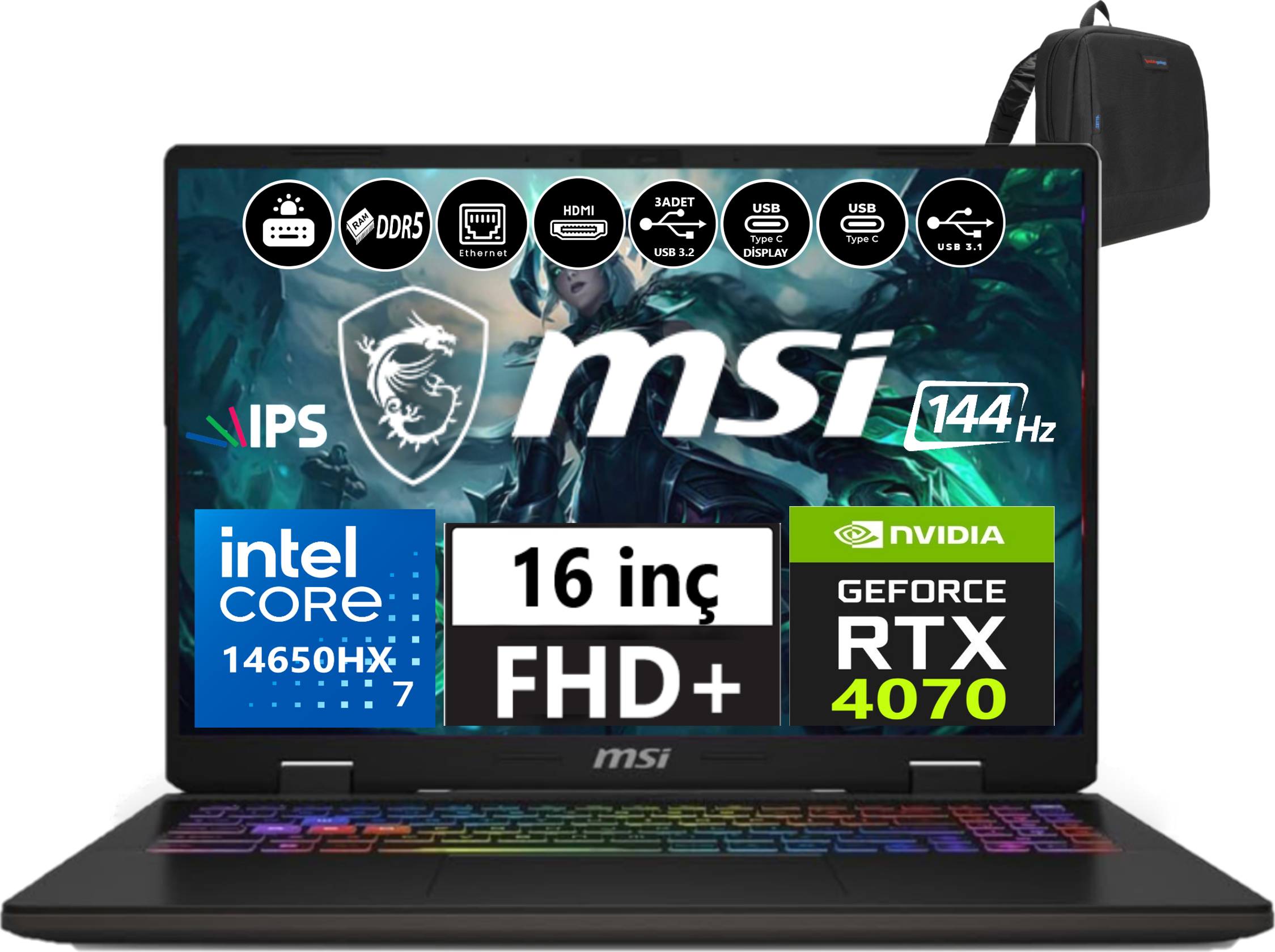 MSI Nb Sword 16 Hx Intel Core I7-14650HX 48GB Ddr5 512GB SSD 8GB ...