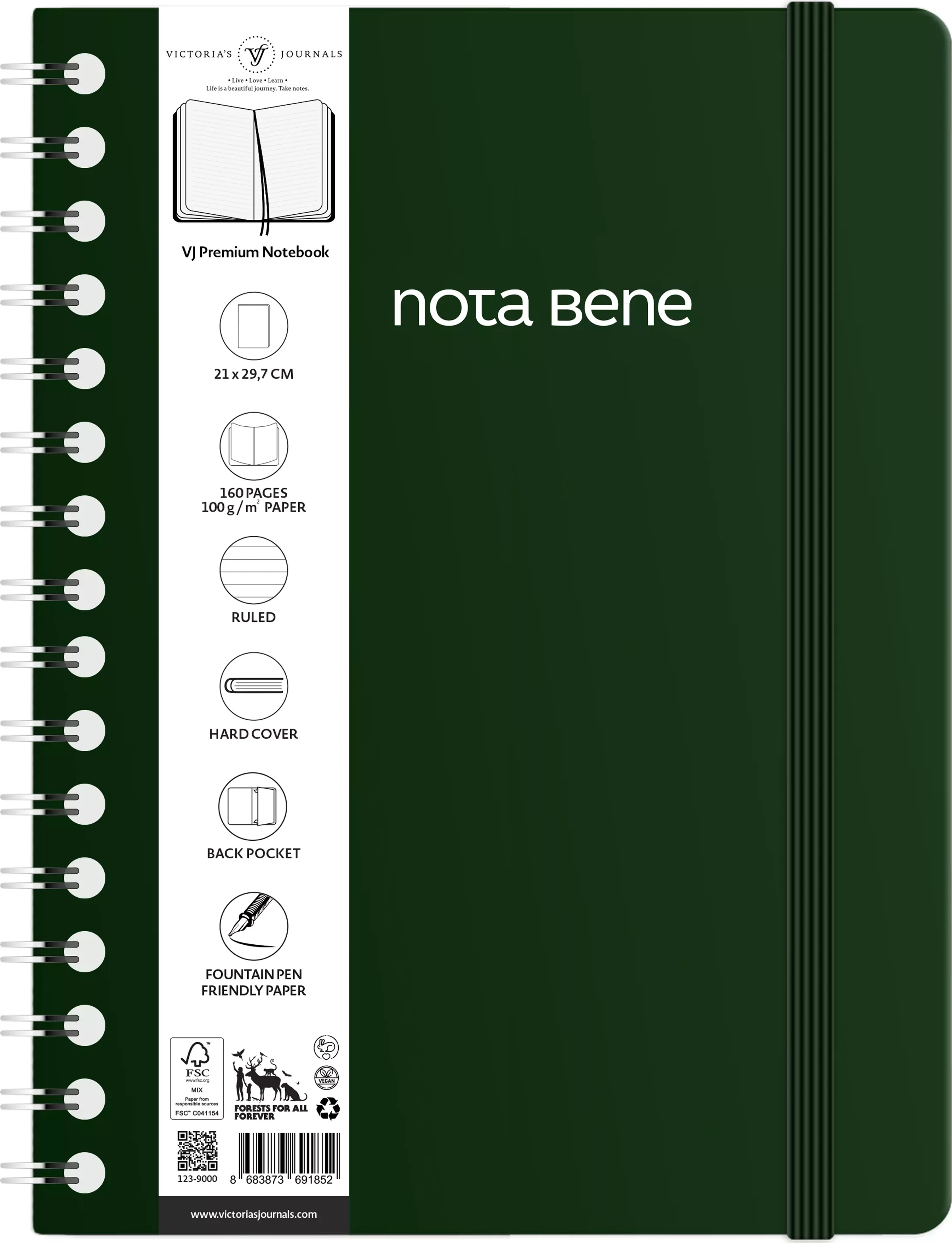 Victoria's Journals Nota Bene Spiralli Premium Sert Kapak Defter, 21x29 ...