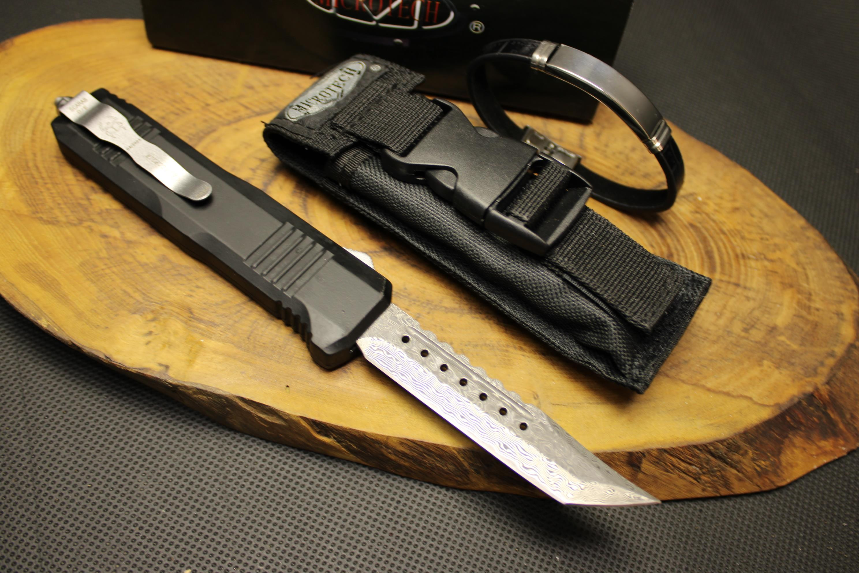 Microtech 24 cm İçten Çıkmalı Çakı Damascus Ağızlı