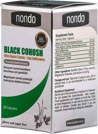 Nondo Black Cohosh With Agnus Castus + Soy İsoflavones 30 Kapsül - idefix